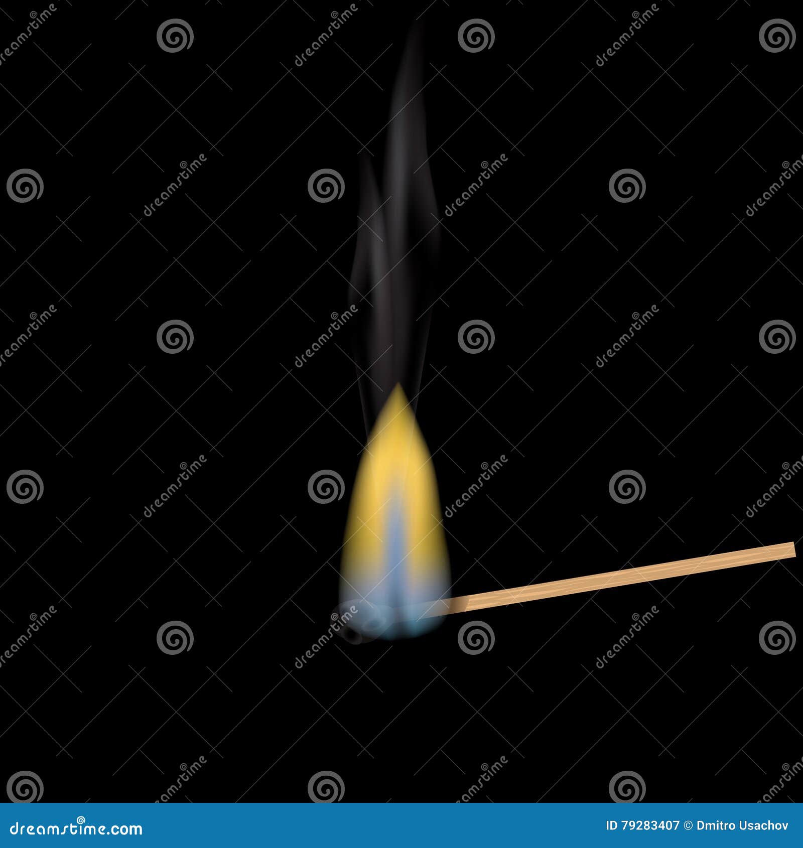 Realistic Burning Match. Match Flame. the Structure of the Wood Stock ...