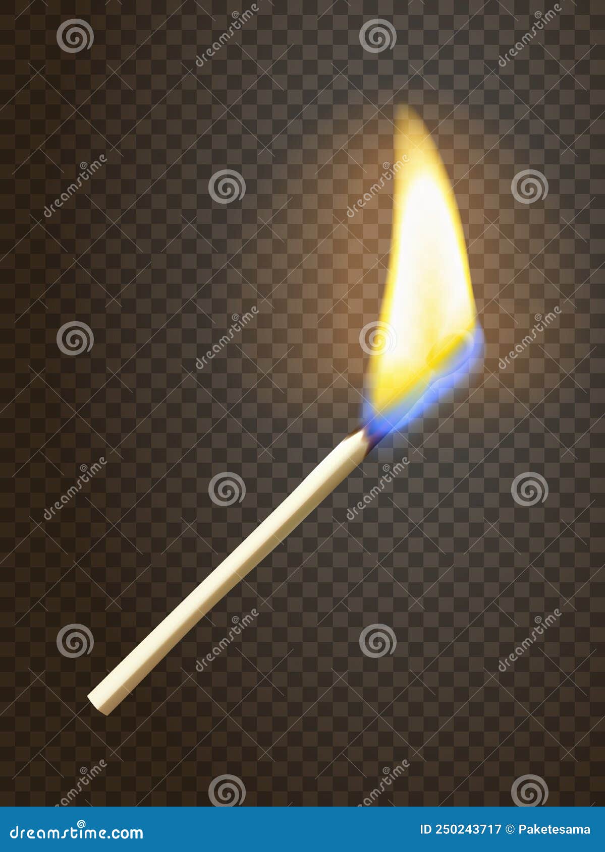 Realistic burning match stock vector. Illustration of energy - 250243717
