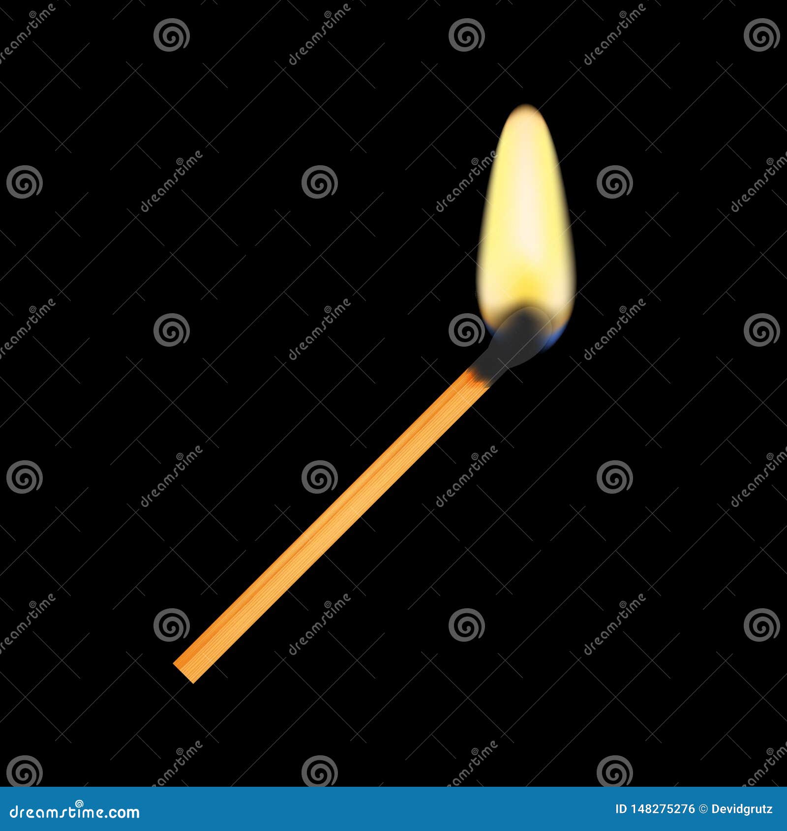Realistic Burning Match on Transparency Grid Background. Vector Stock ...