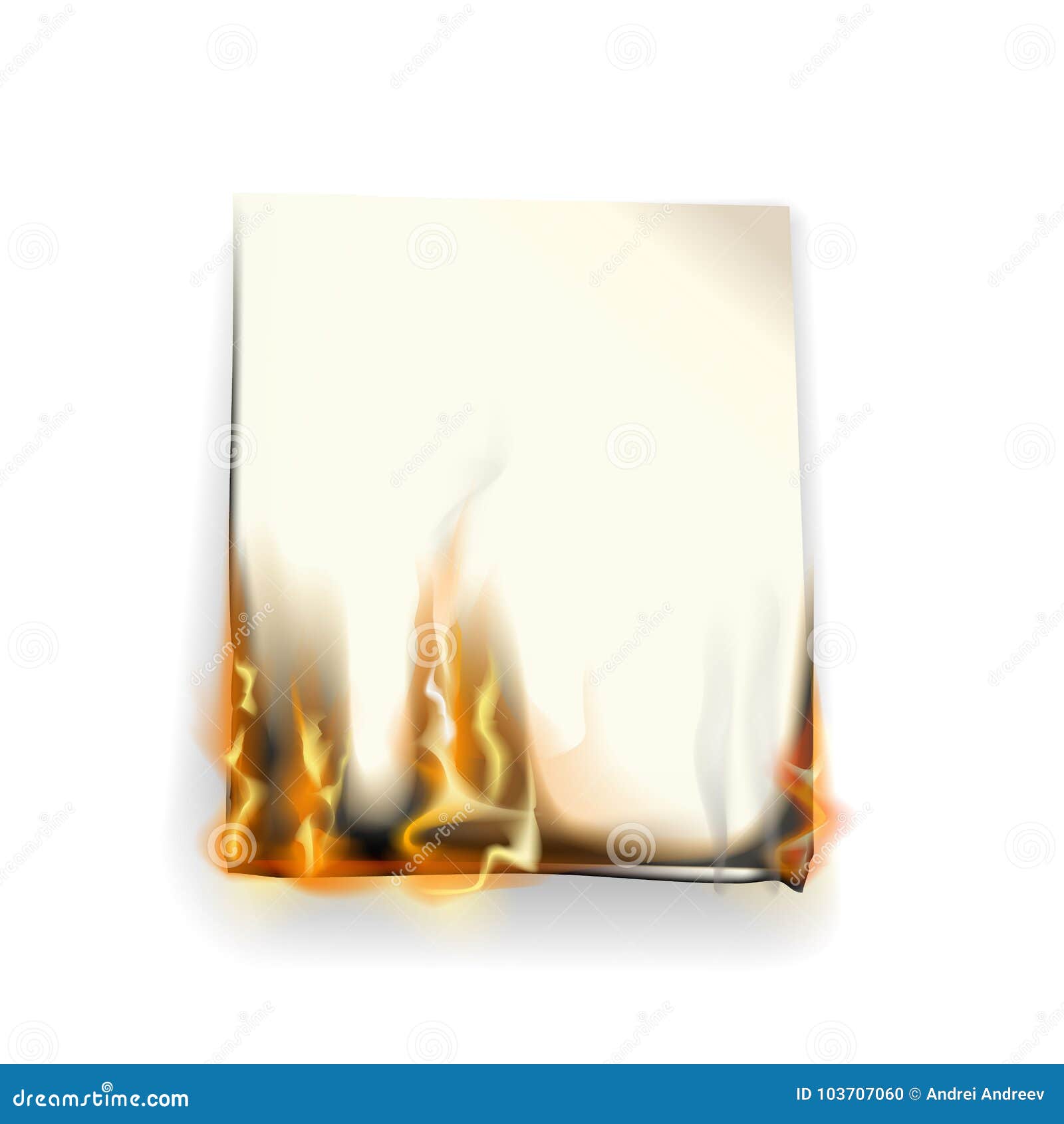 Realistic Burning Paper on a White Background. Stock Vector ...