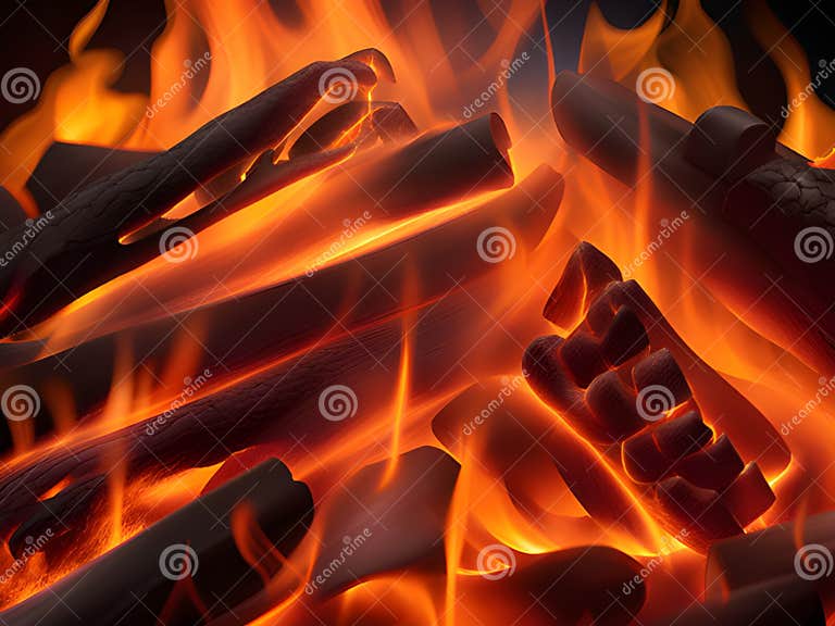 Realistic Burning Red Fire, Flame, Illustration, Ai Generated Stock ...