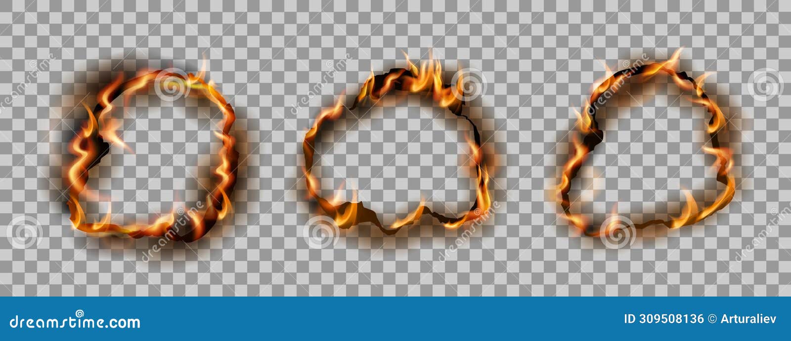 Realistic Burnt Holes, Paper Edges Frames with Fire and Black Ash Stock ...