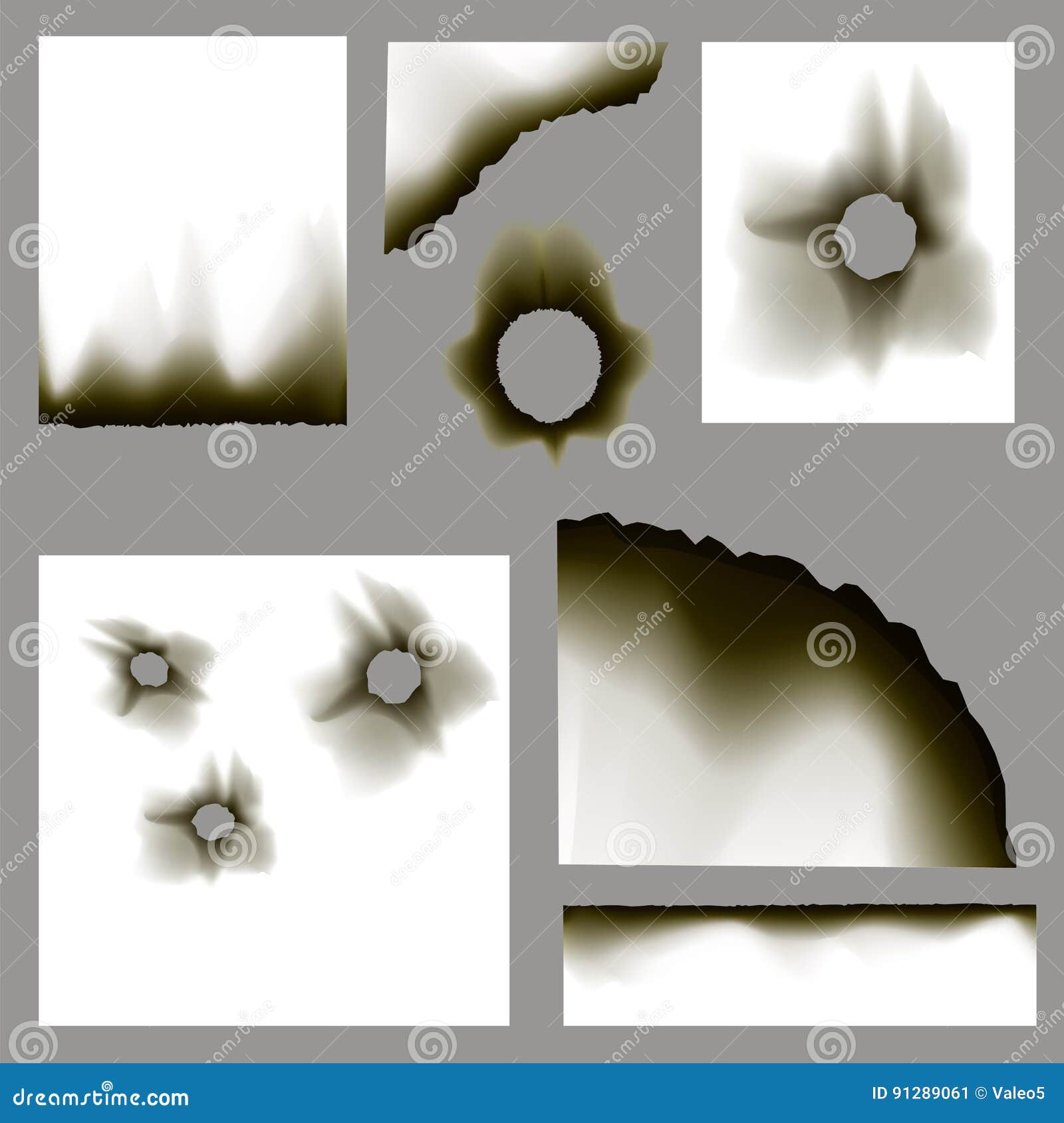 Realistic Burnt Scorched Paper Banners Collection Cartoon Vector ...