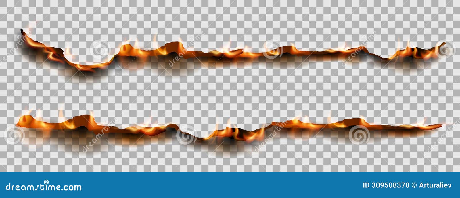 Realistic Burnt Paper Edges with Fire and Black Ash Stock Vector ...