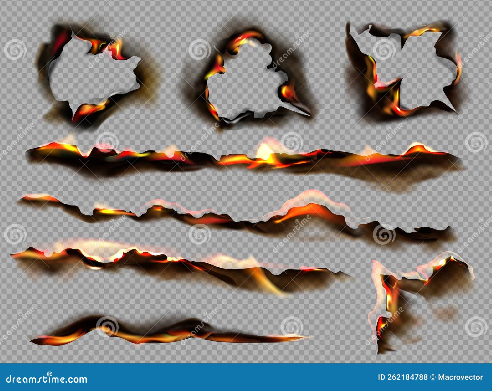 Realistic Burnt Scorched Paper Banners Collection Cartoon Vector ...