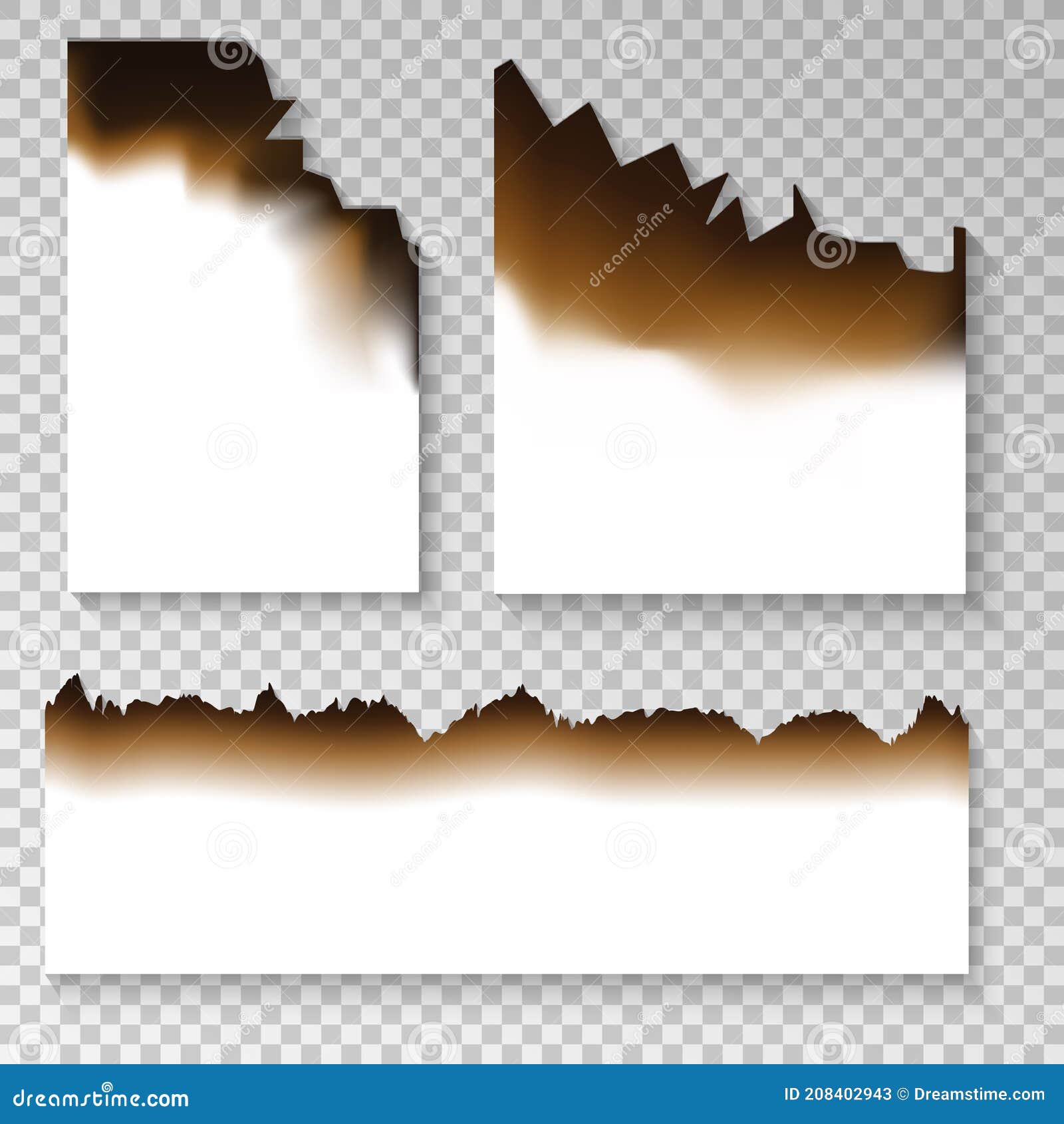 Realistic Burnt Scorched Paper Banners Collection Cartoon Vector ...