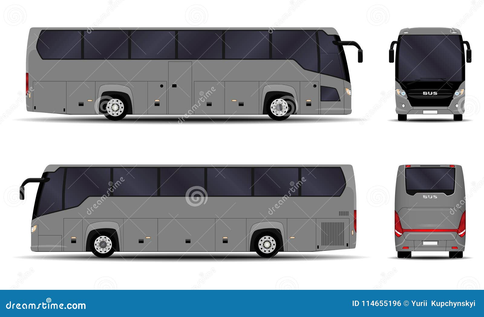 Realistic bus. side view stock illustration. Illustration of tire ...