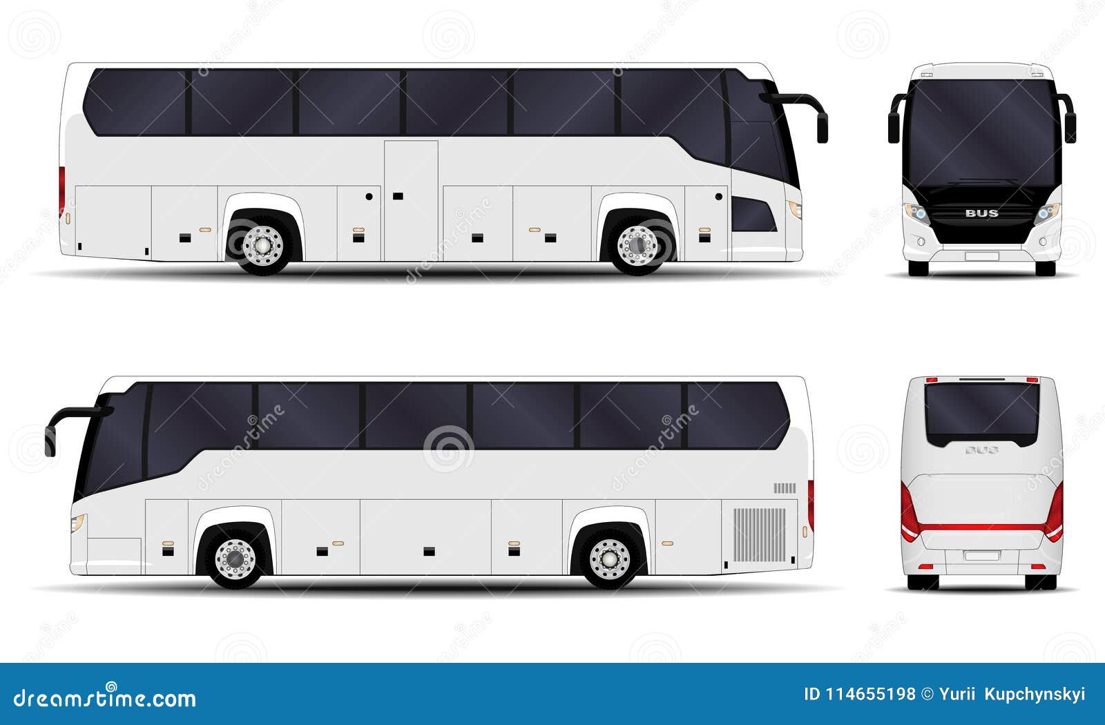 Realistic bus. side view stock vector. Illustration of transport ...