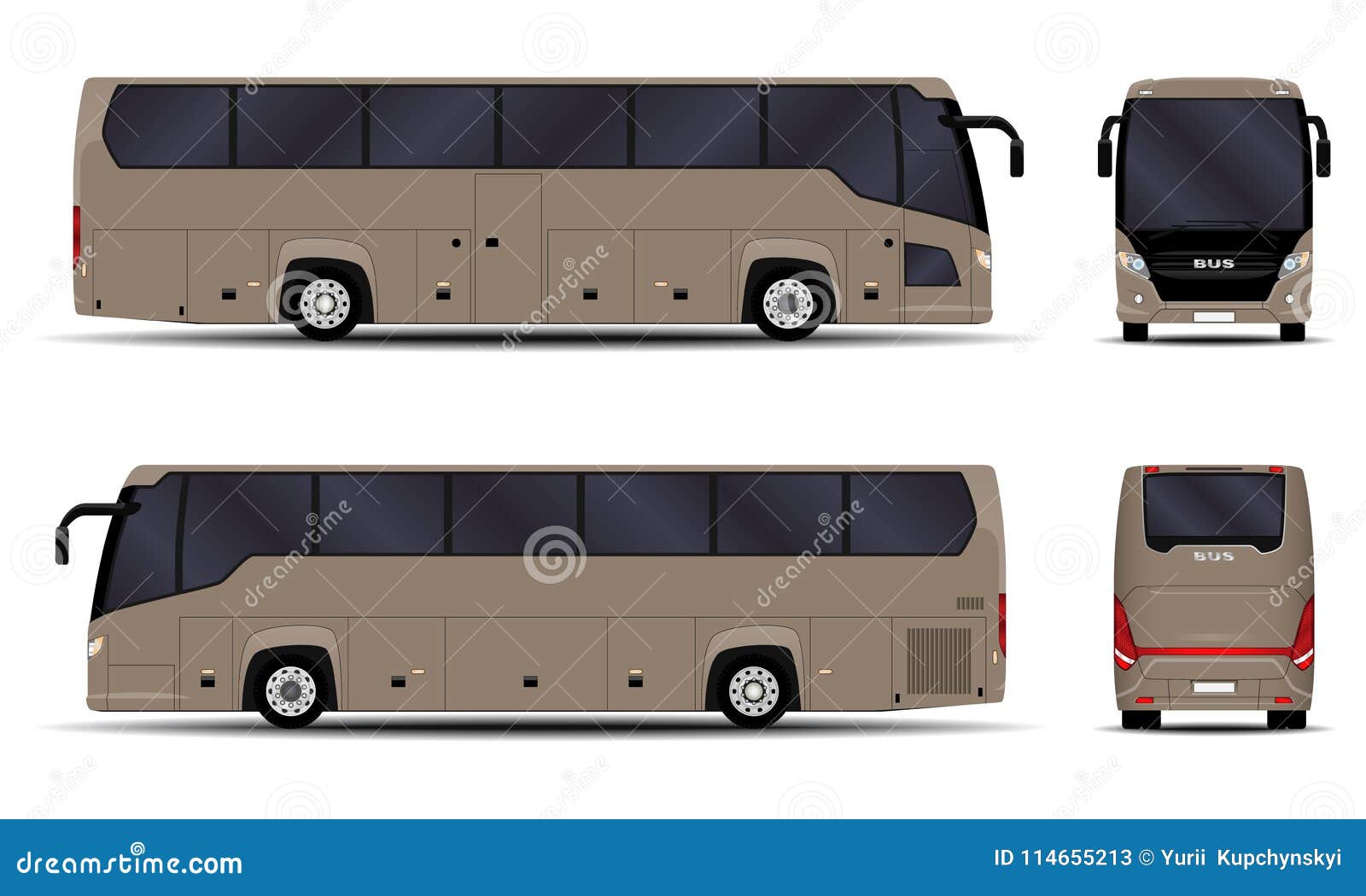 Realistic bus. side view; stock illustration. Illustration of door ...