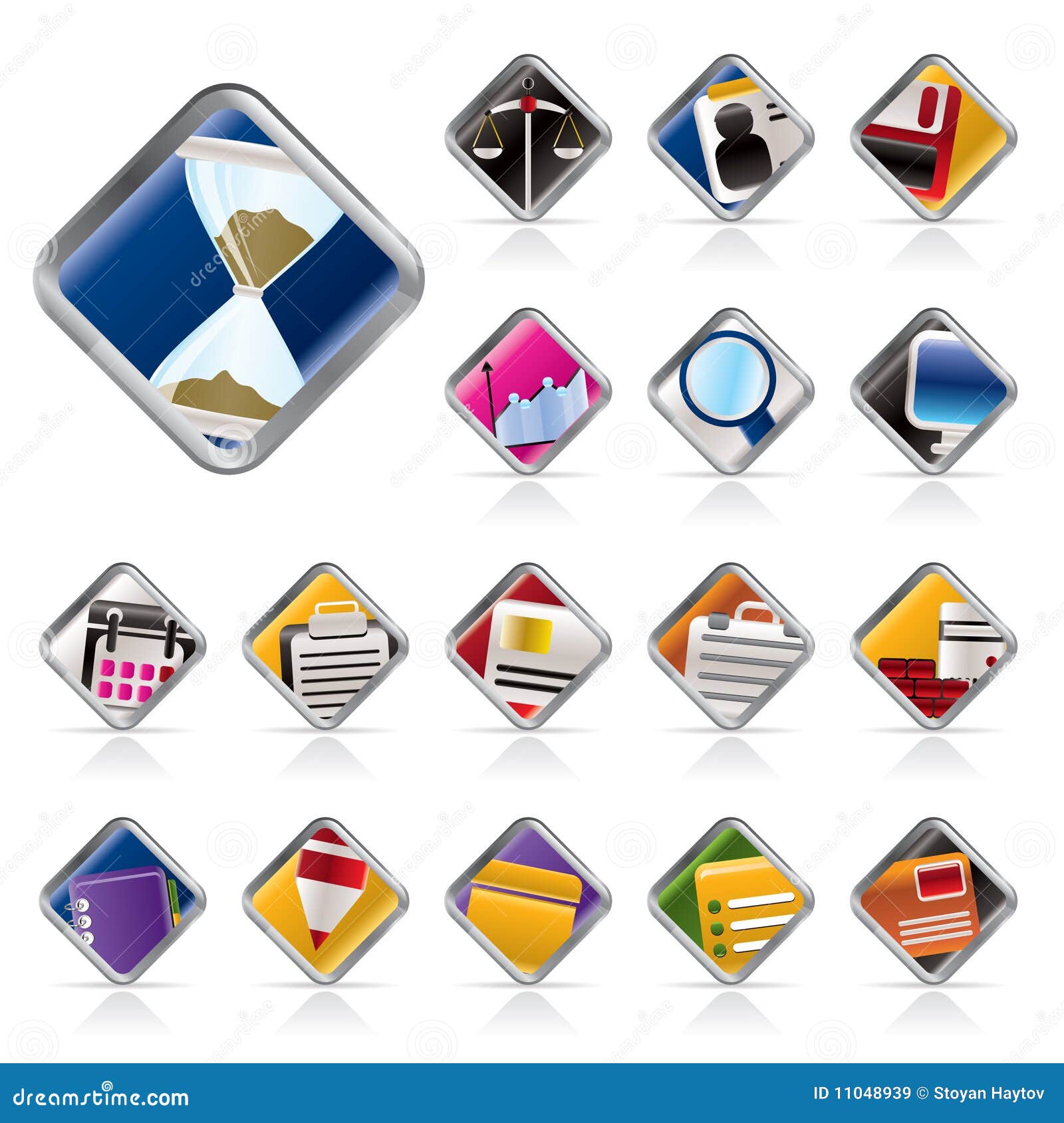 Realistic Business and Office Icons Stock Vector - Illustration of ...