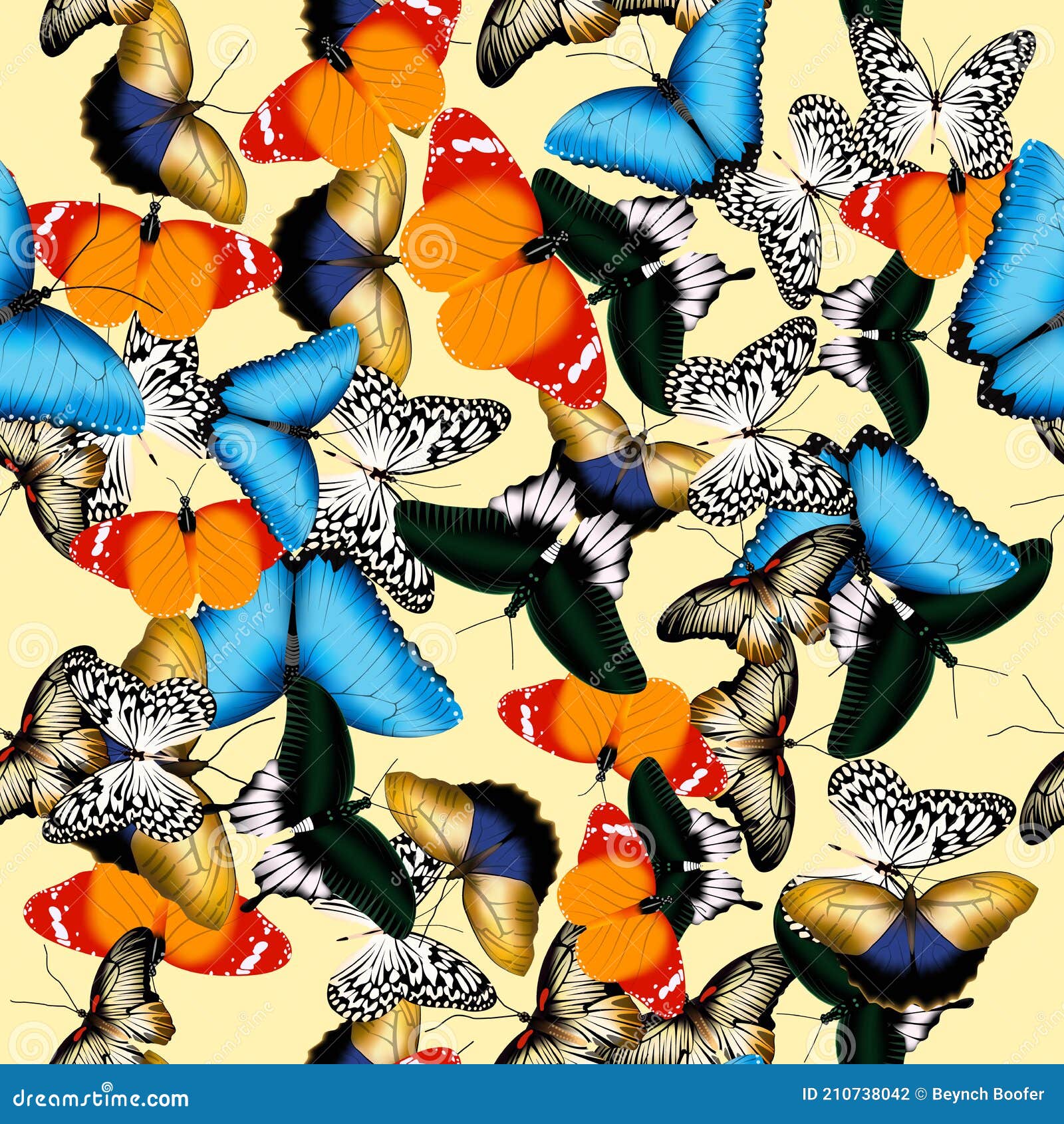 Realistic Butterfly Pattern. Seamless Vector Illustration of ... Realistic Butterfly Pattern. Seamless Vector Illustration of ...