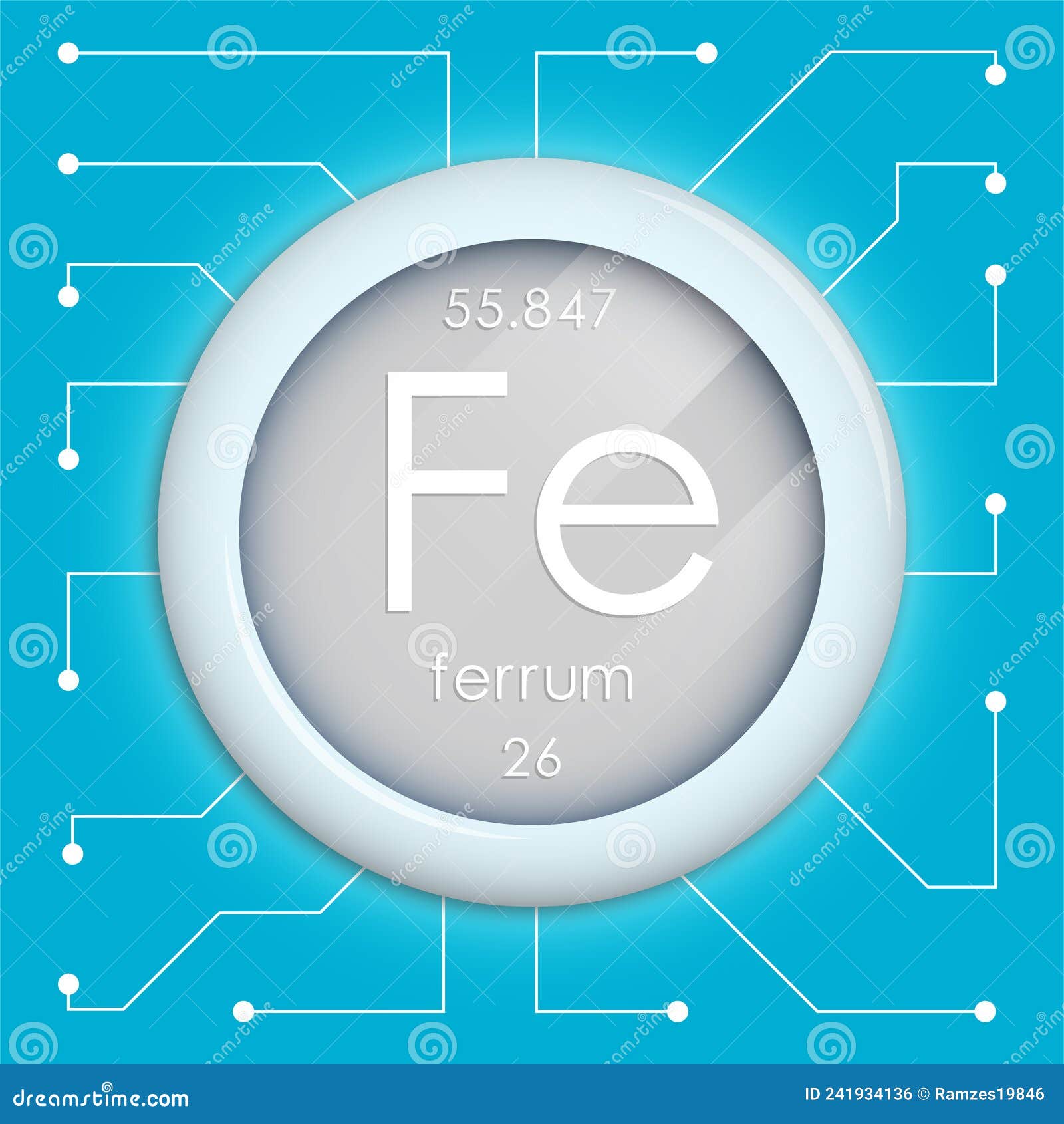 Realistic Button with Ferrum Symbol. Chemical Element is Ferrum. Vector ...