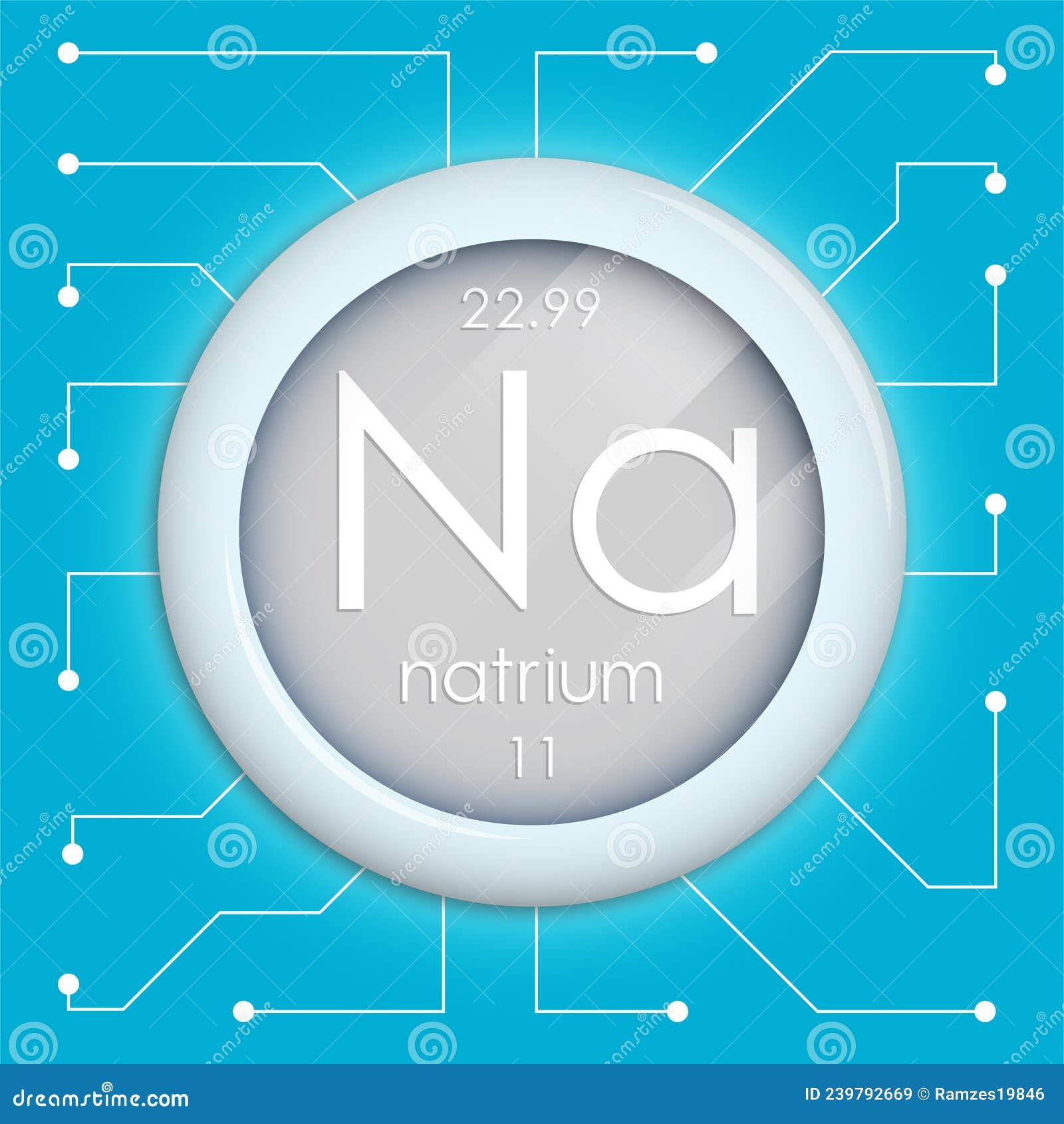 Realistic Button with Natrium Symbol. Chemical Element is Natrium ...