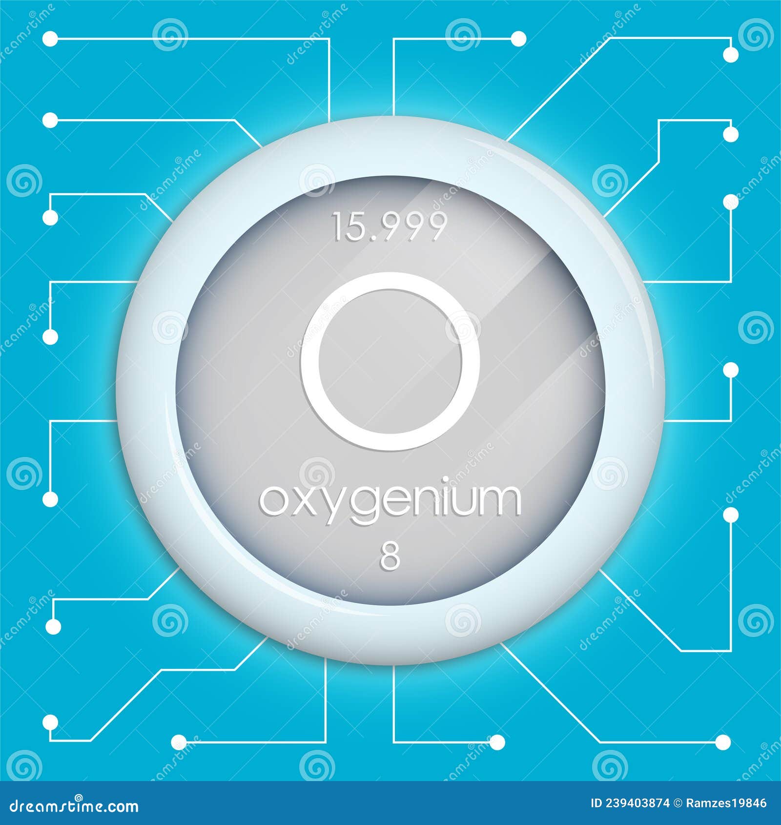 Realistic Button With Oxygenium Symbol. Chemical Element Is Oxygenium ...