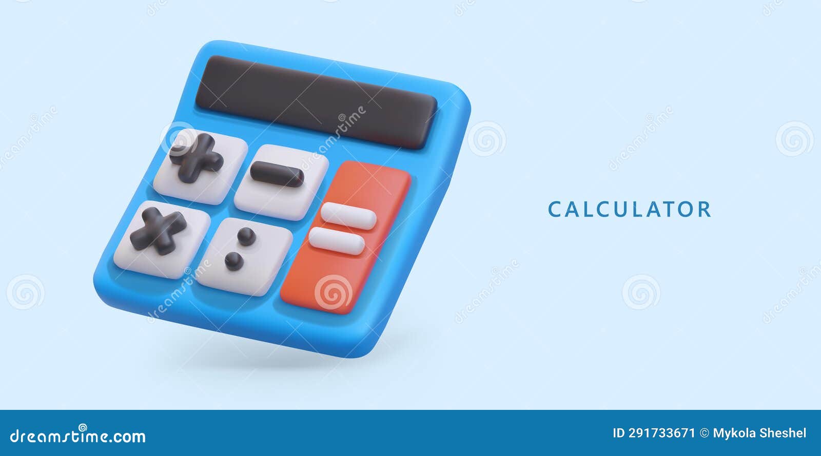 Realistic Calculator in Cartoon Style. Basic Mathematical Operations ...