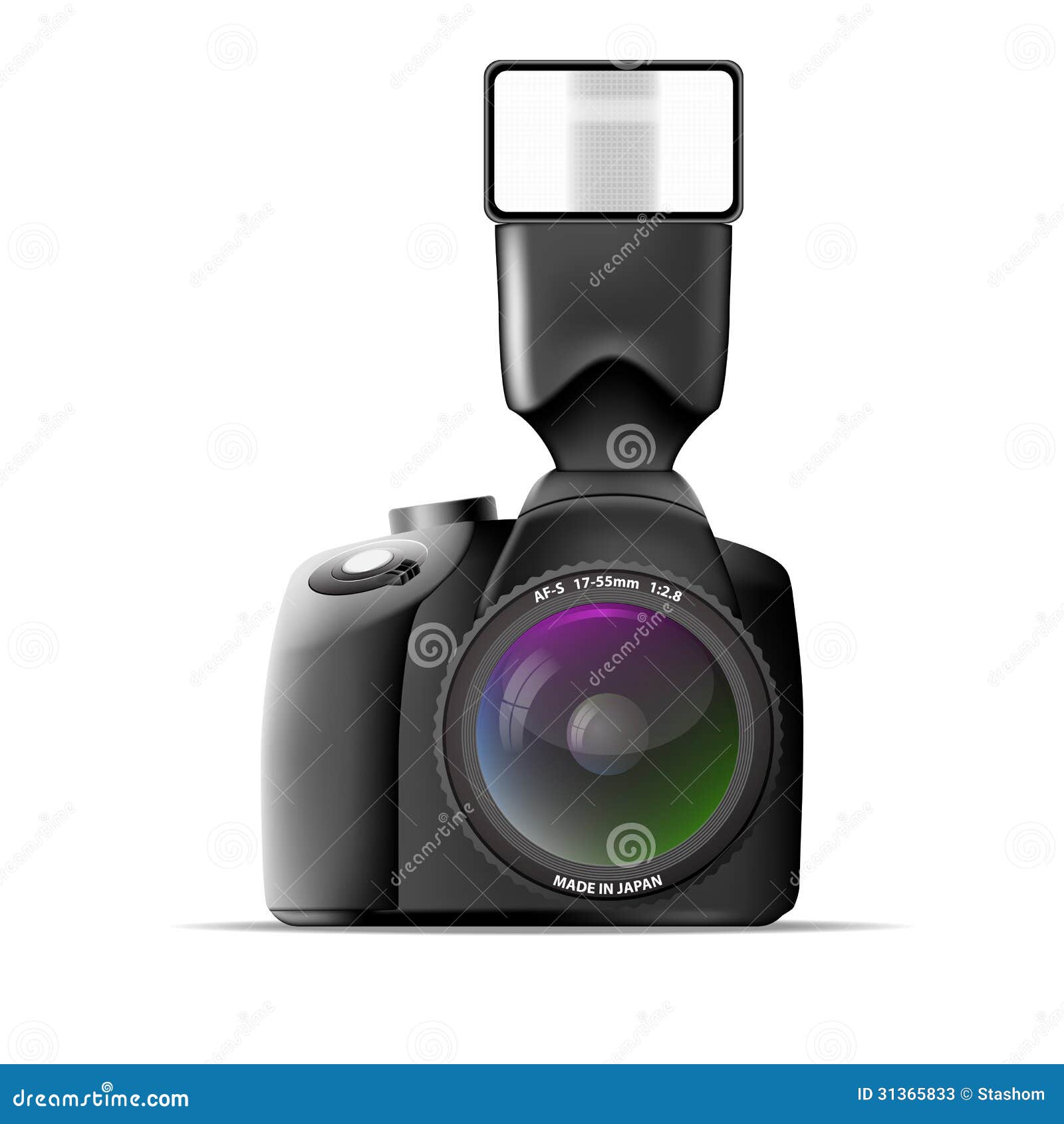 Realistic Camera with External Flash. Vector Illus Stock Vector ...