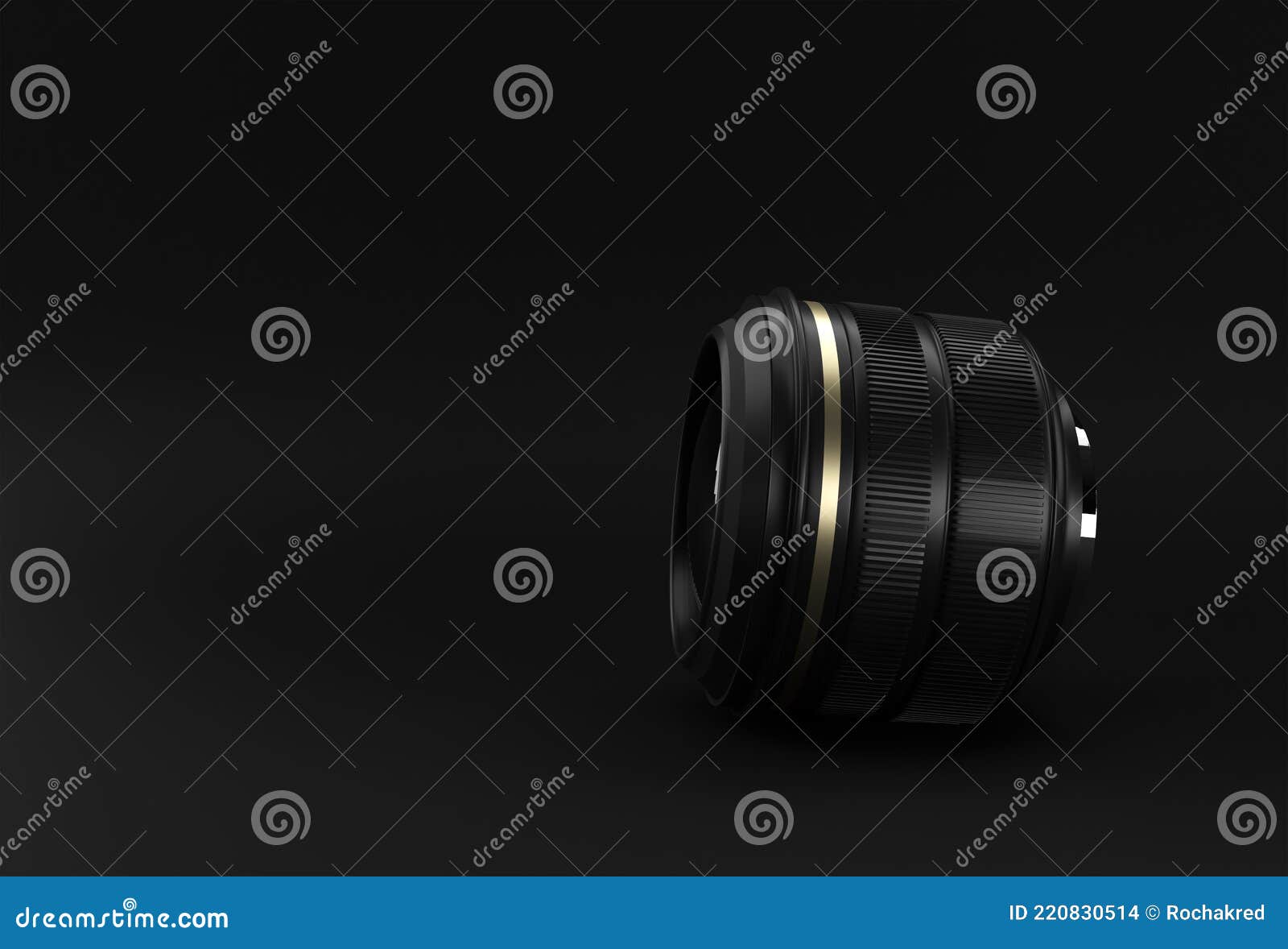 Realistic Camera Lens with Reflections 3D Rendering Stock Illustration ...
