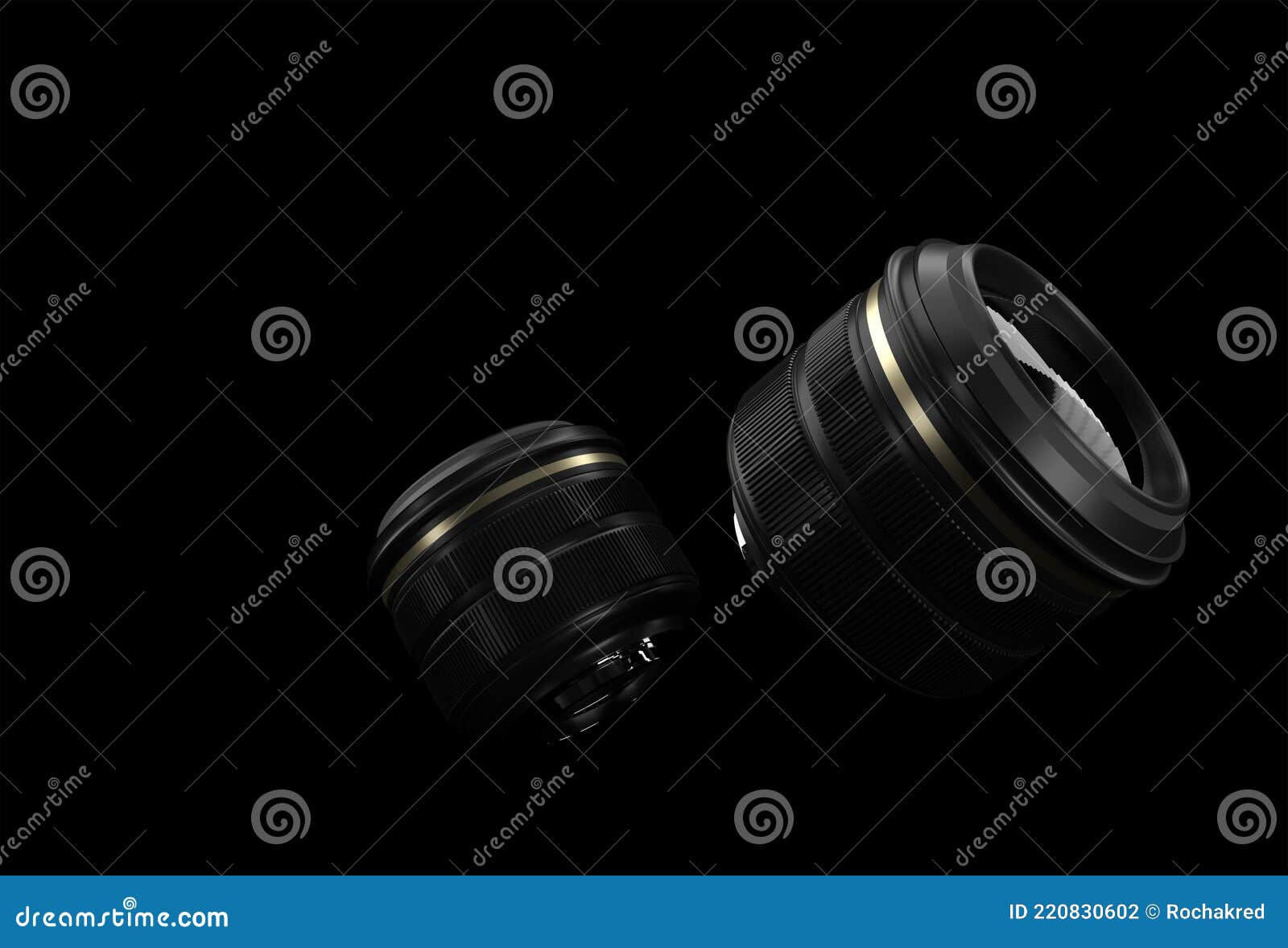 Realistic Camera Lens with Reflections 3D Rendering Stock Illustration ...