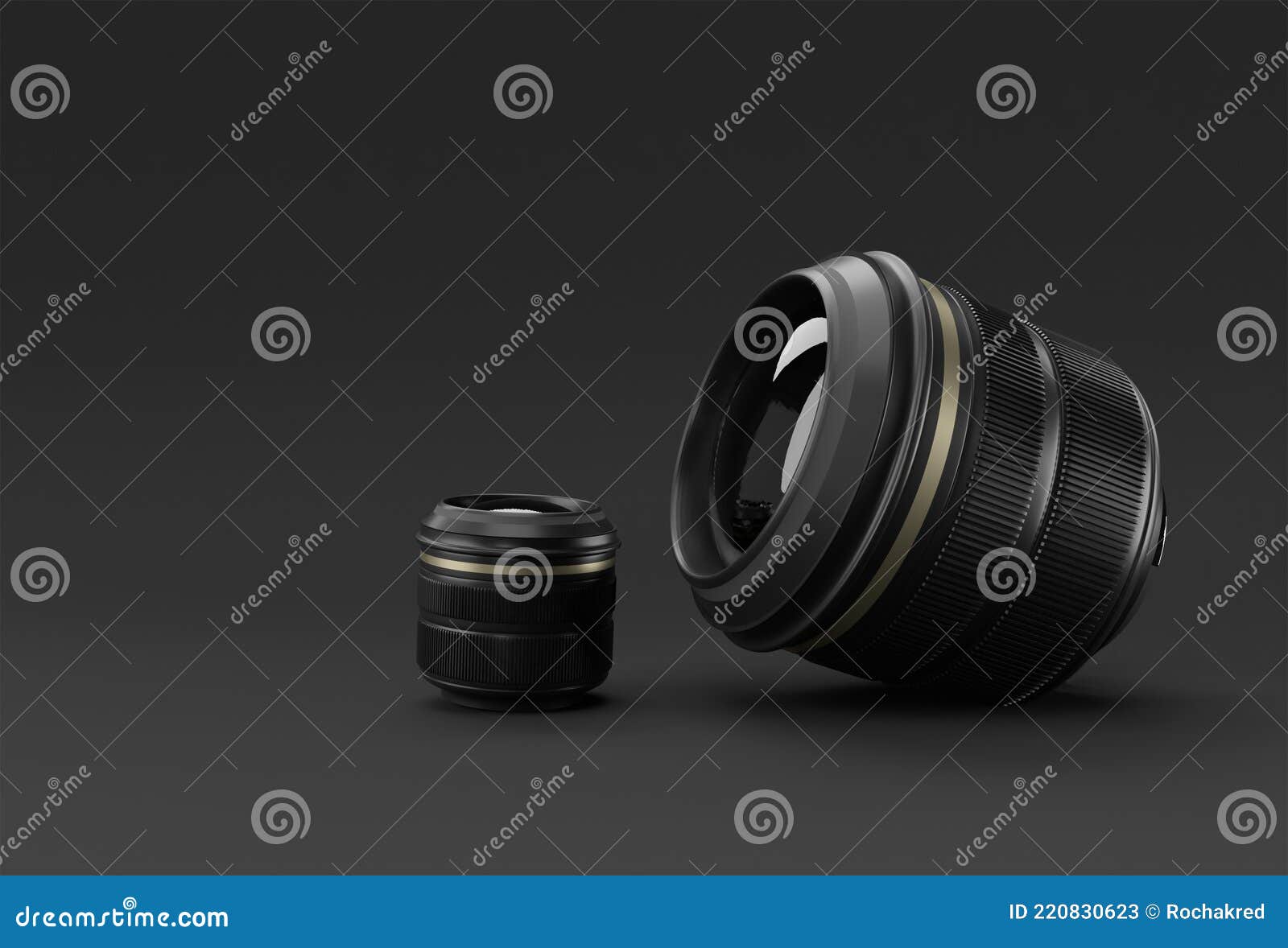 Realistic Camera Lens with Reflections 3D Rendering Stock Illustration ...