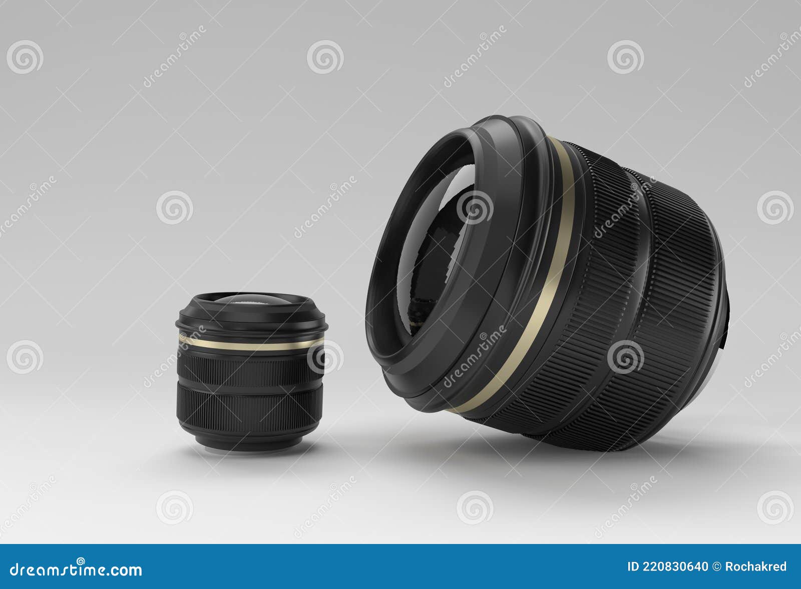 Realistic Camera Lens with Reflections 3D Rendering Stock Illustration ...