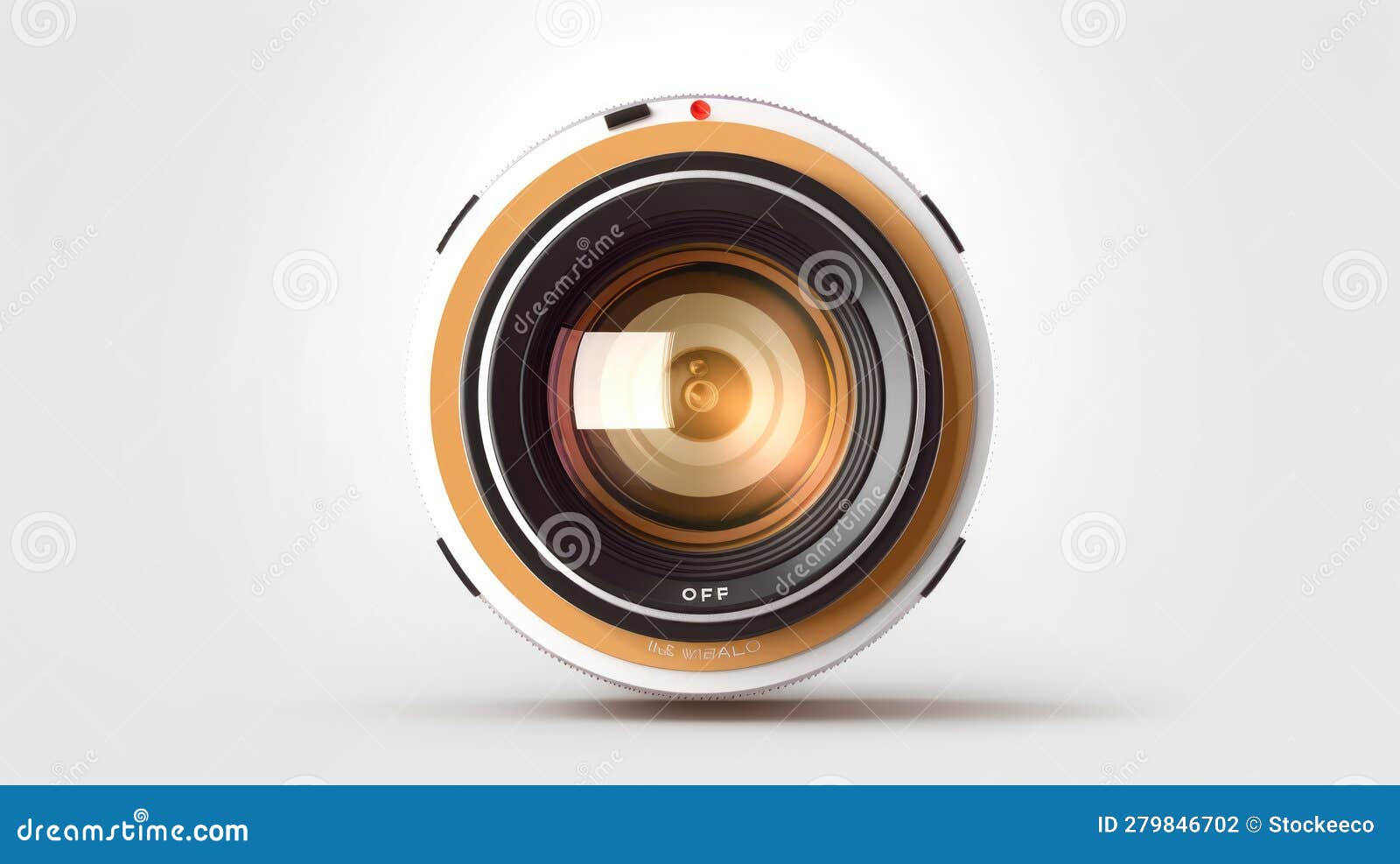Realistic Camera Lens Renderings on White Background Stock Illustration ...