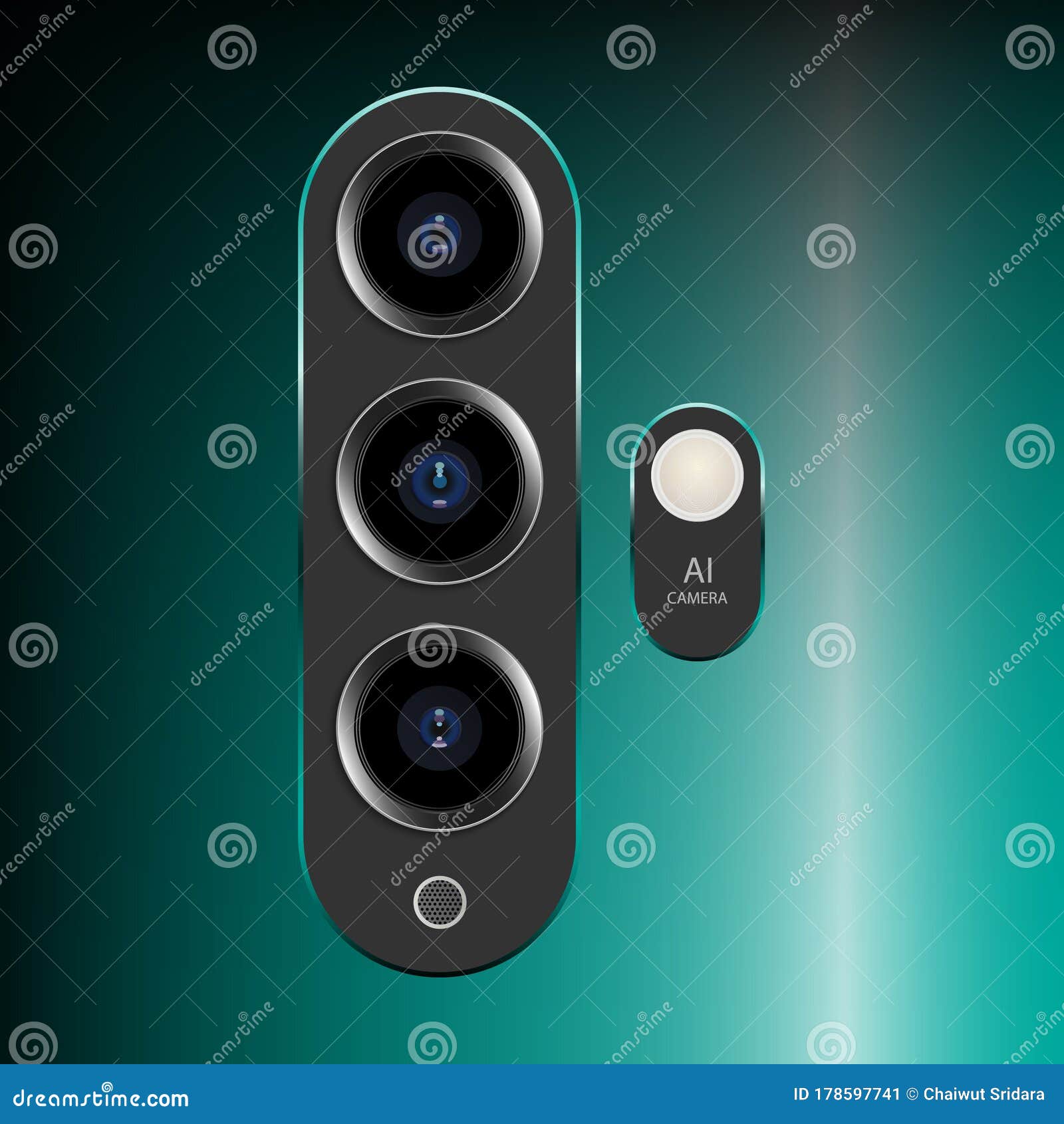 Realistic Camera Lens on Smartphone, Vector Stock Vector - Illustration ...