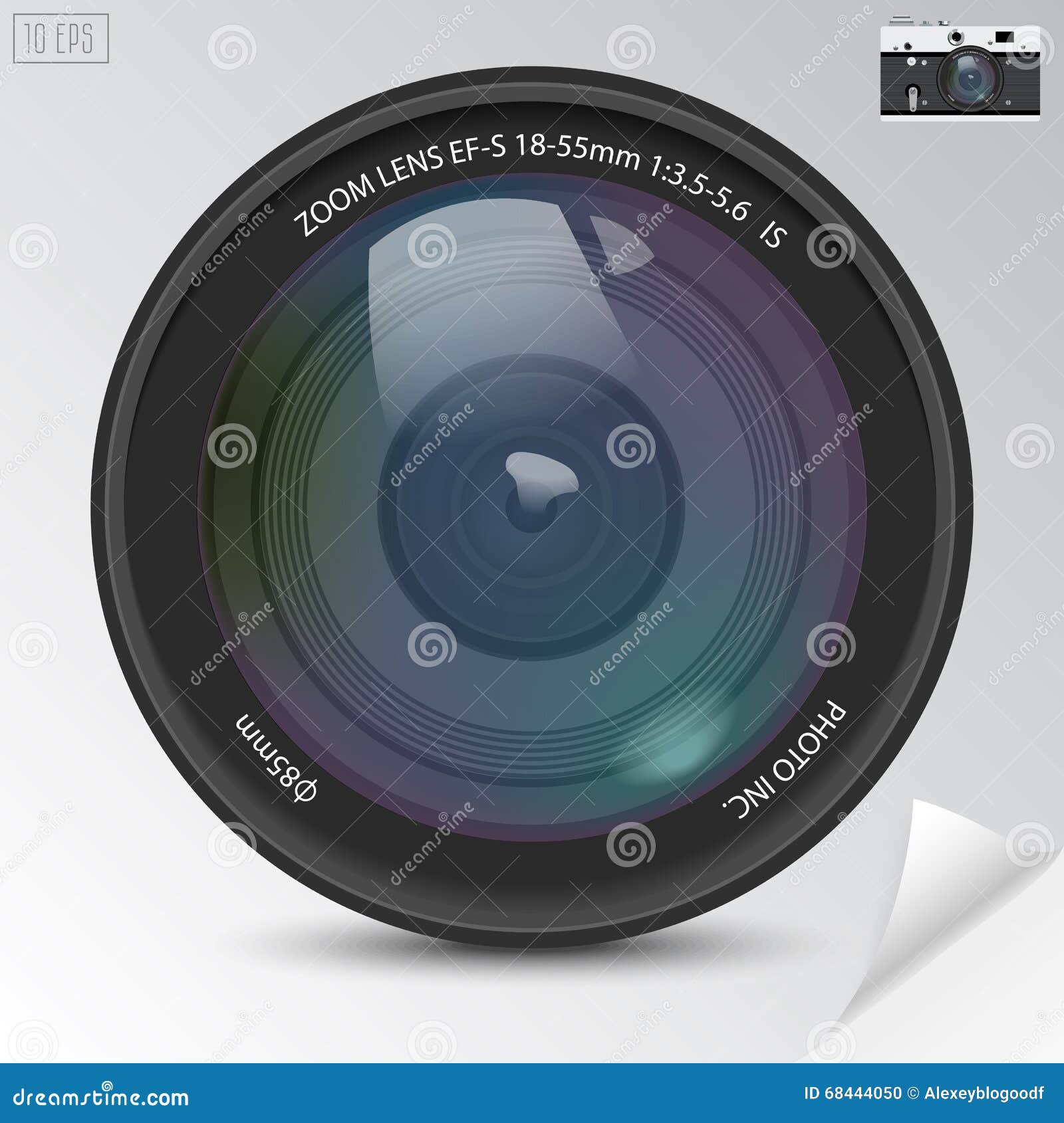 Realistic Camera Photo Lens with Shadows Stock Vector - Illustration of ...