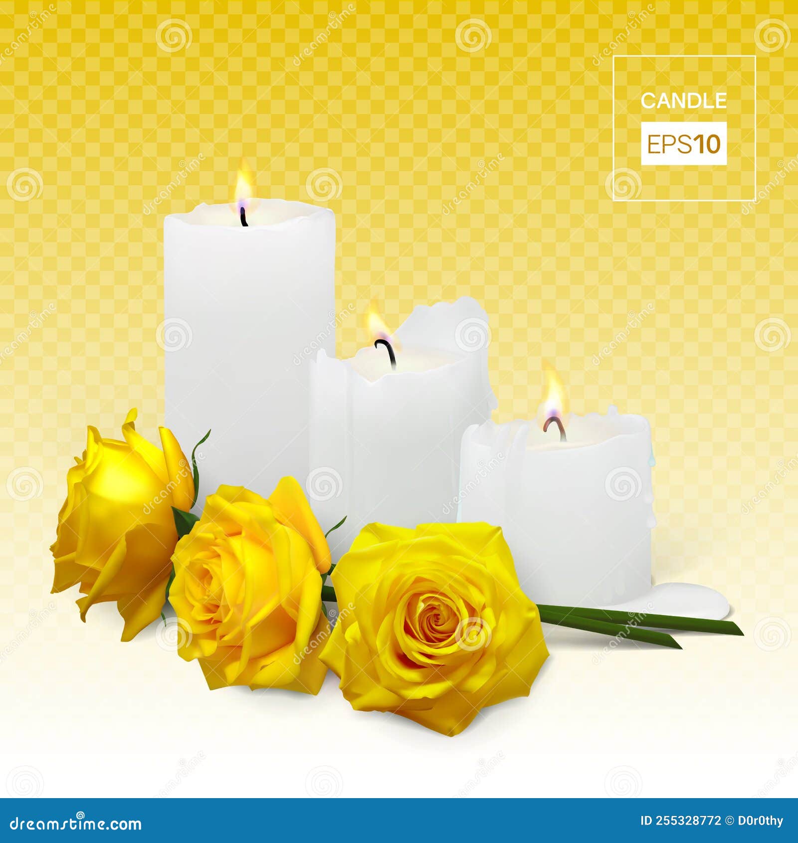 Realistic Candles and Rosebuds on a Transparent Background. Stock ...
