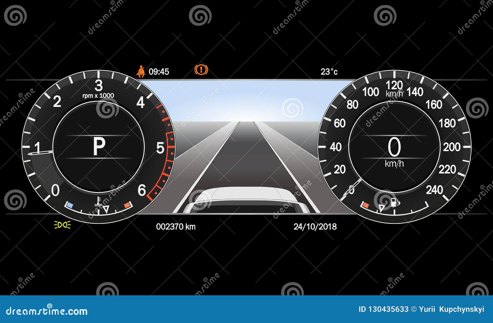 Realistic car dashboard stock illustration. Illustration of sensor ...