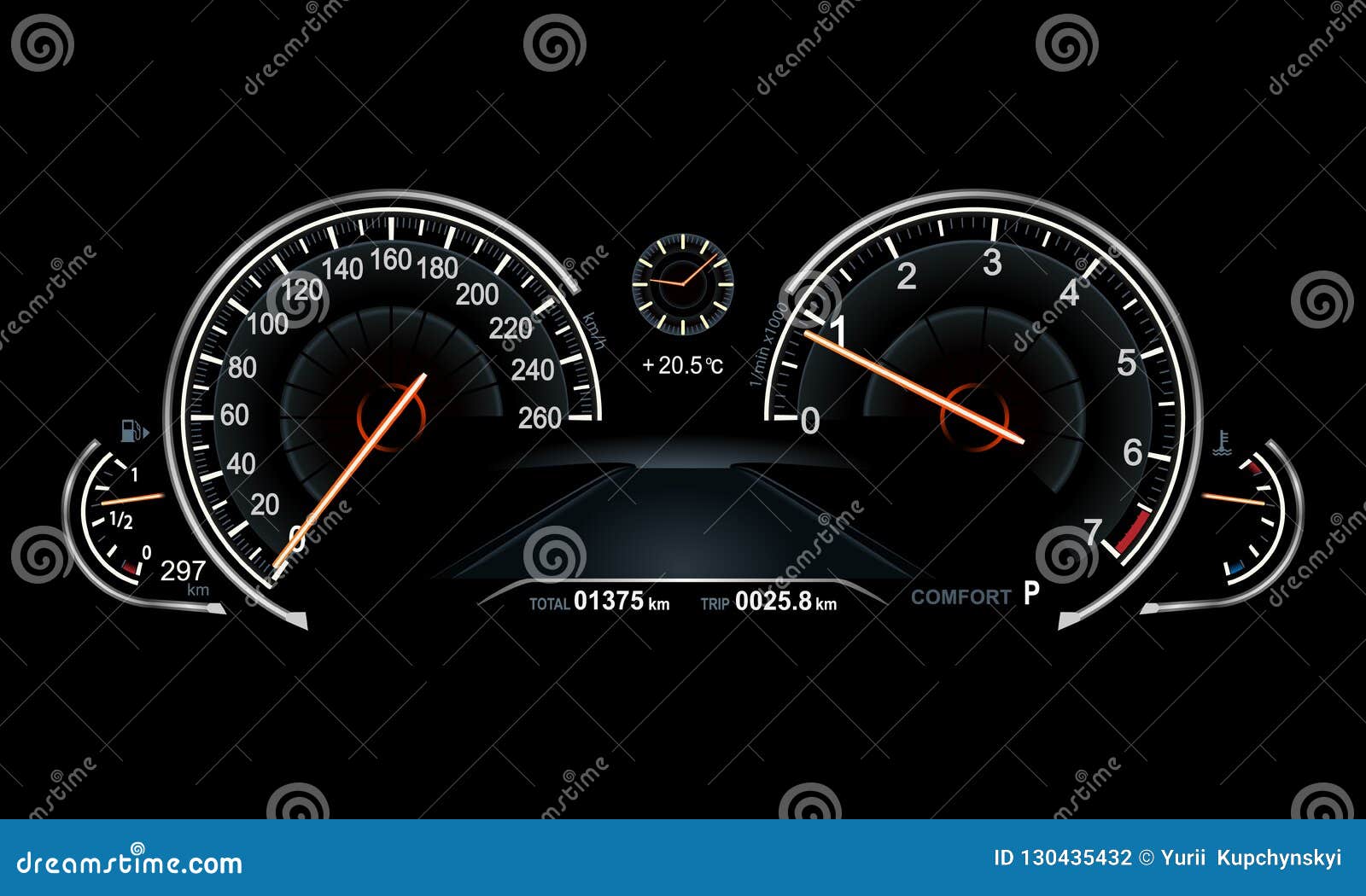 Realistic car dashboard stock illustration. Illustration of electric ...