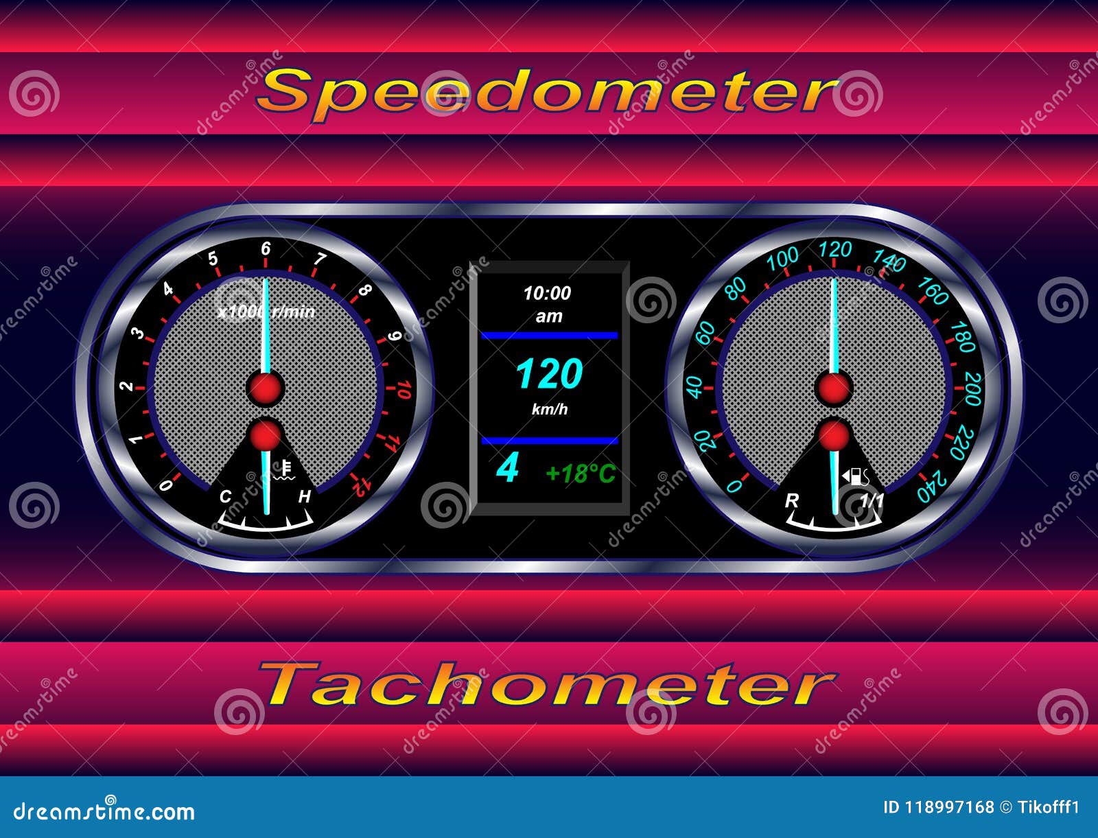 Speedometer and Tachometer stock vector. Illustration of concept ...