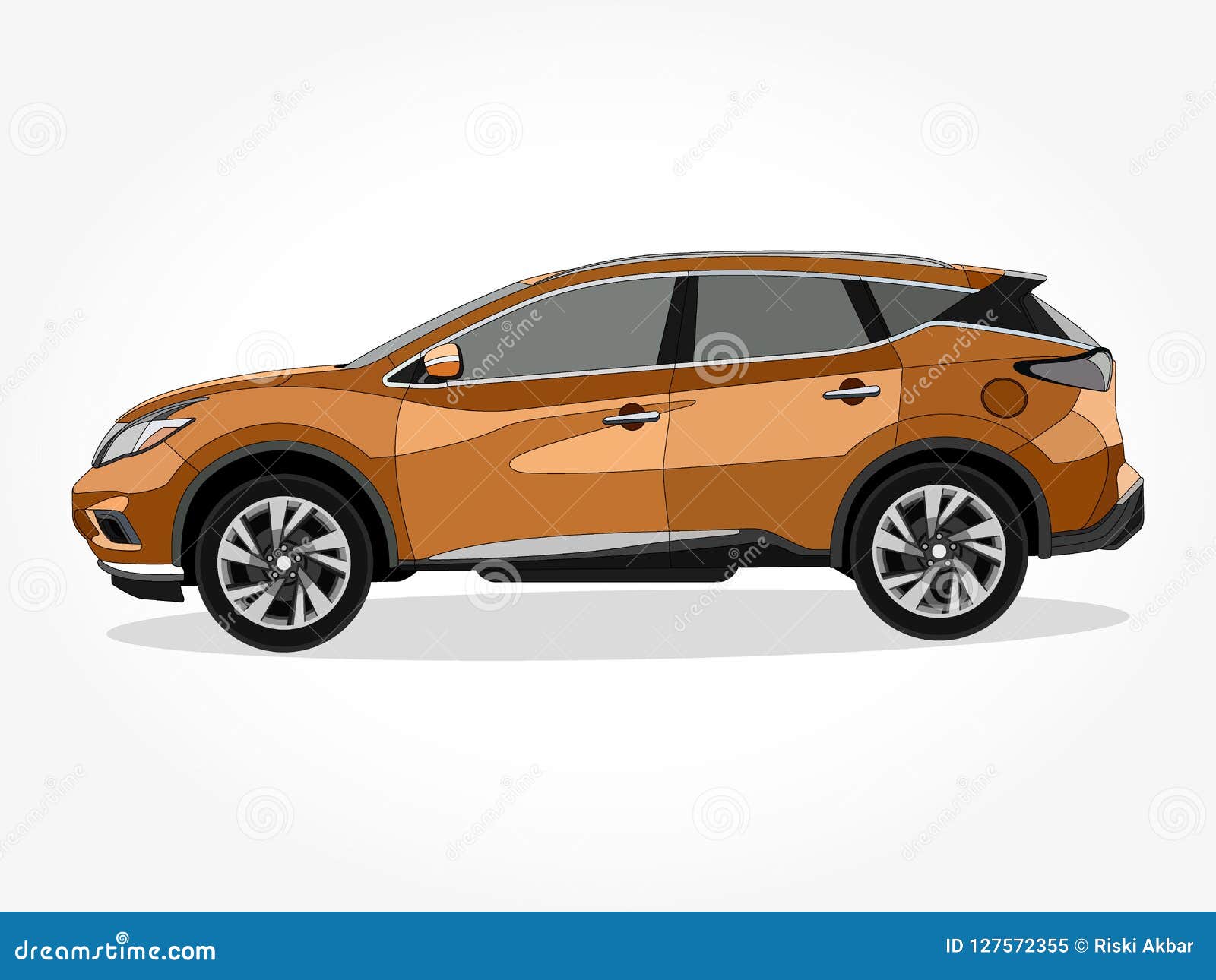 Realistic Car Illustration with Details and Shadow Effect Stock ...