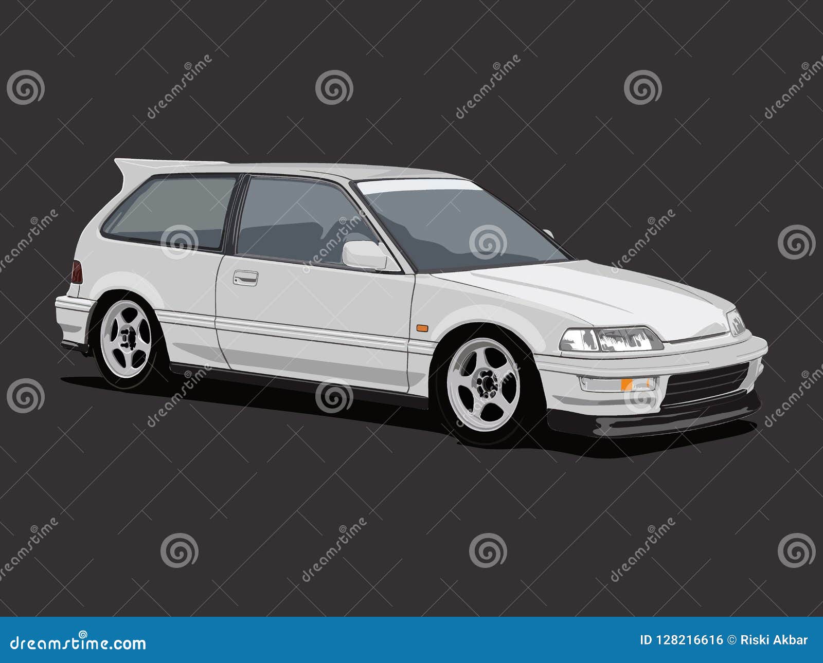 Realistic Car Illustration with Details and Shadow Effect Stock Vector ...