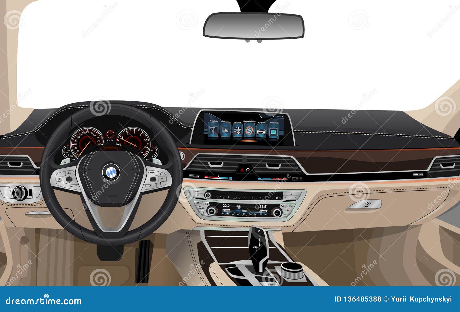 Realistic car interior stock illustration. Illustration of panel ...