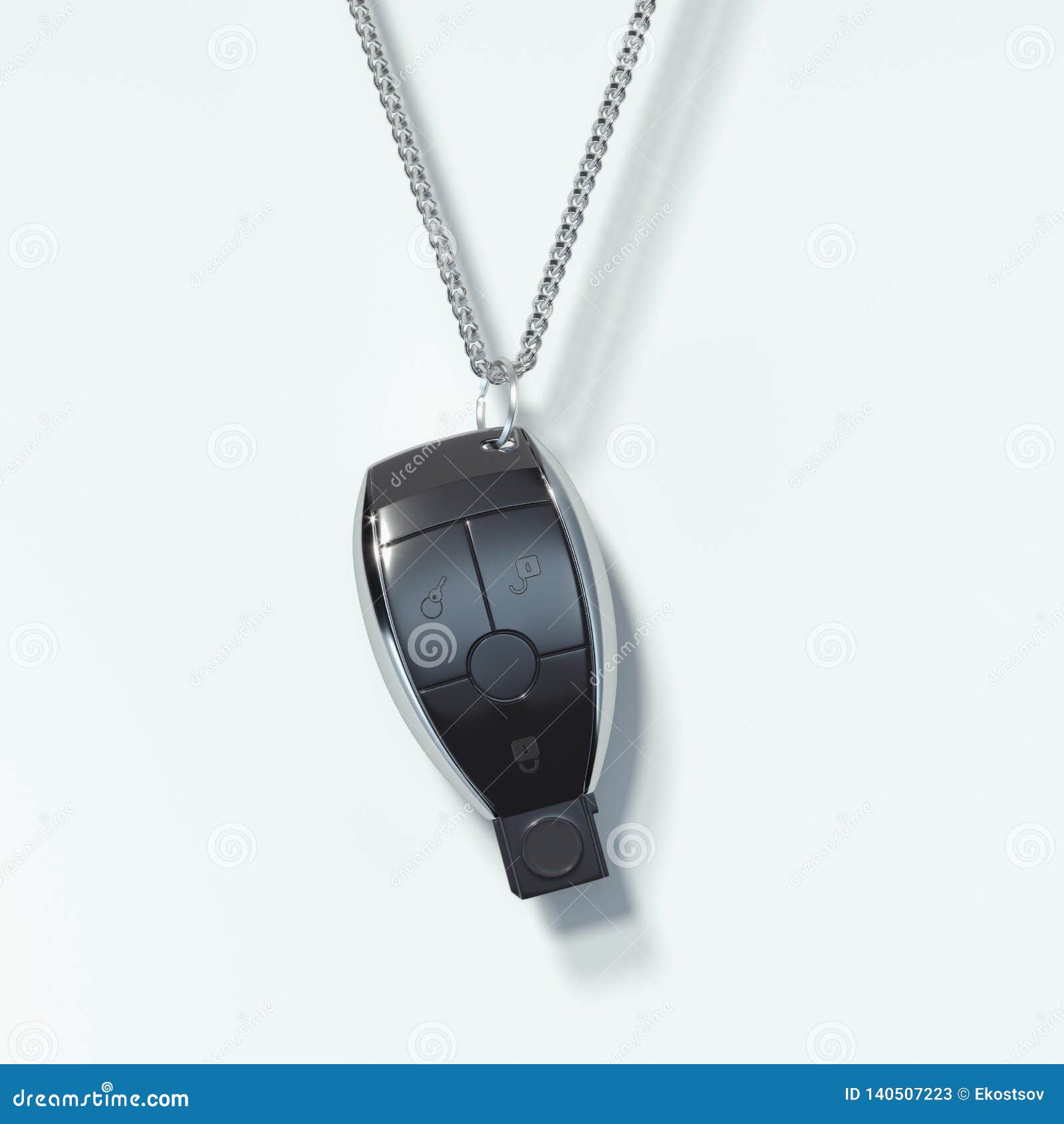 Car Keys Close Up Isolated on White Background. 3d Rendering Stock ...