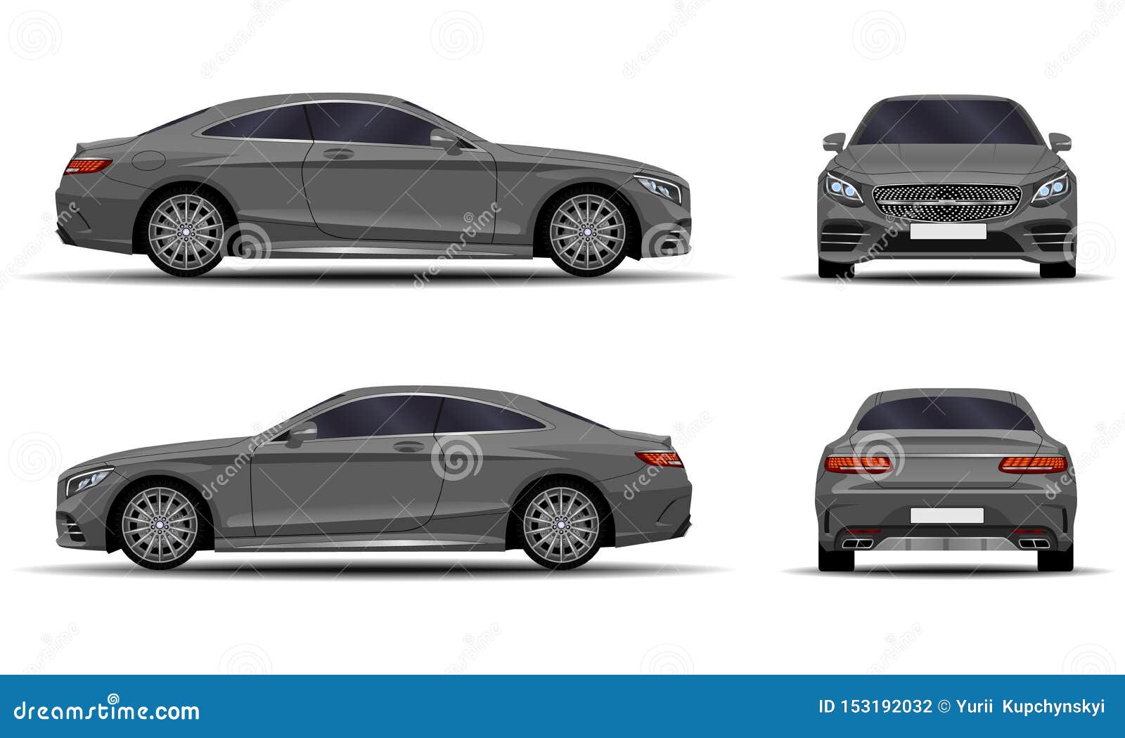 Realistic car. sport coupe stock vector. Illustration of side - 153192032