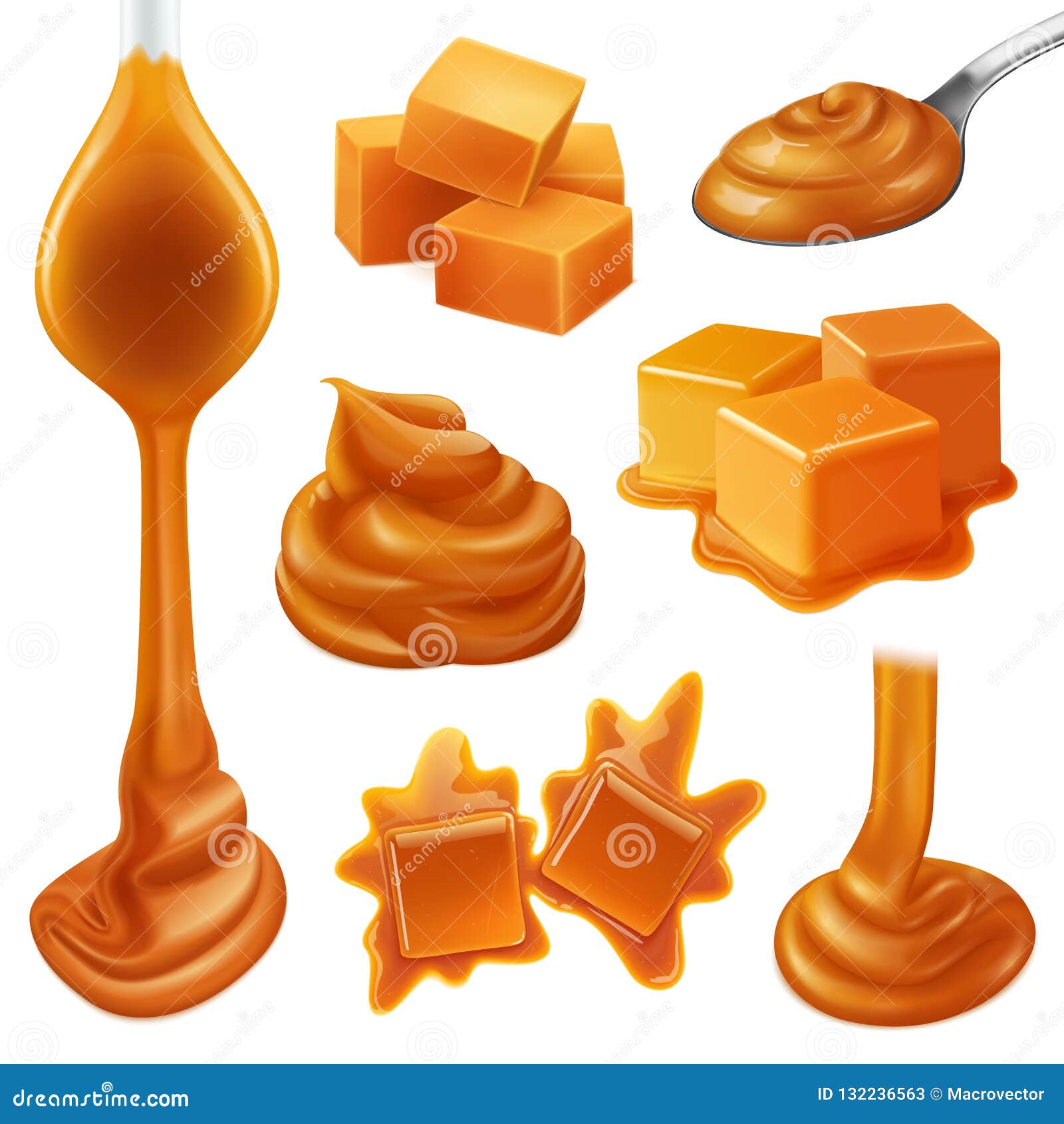 Realistic Caramel Candies Icon Set Stock Vector - Illustration of brown ...