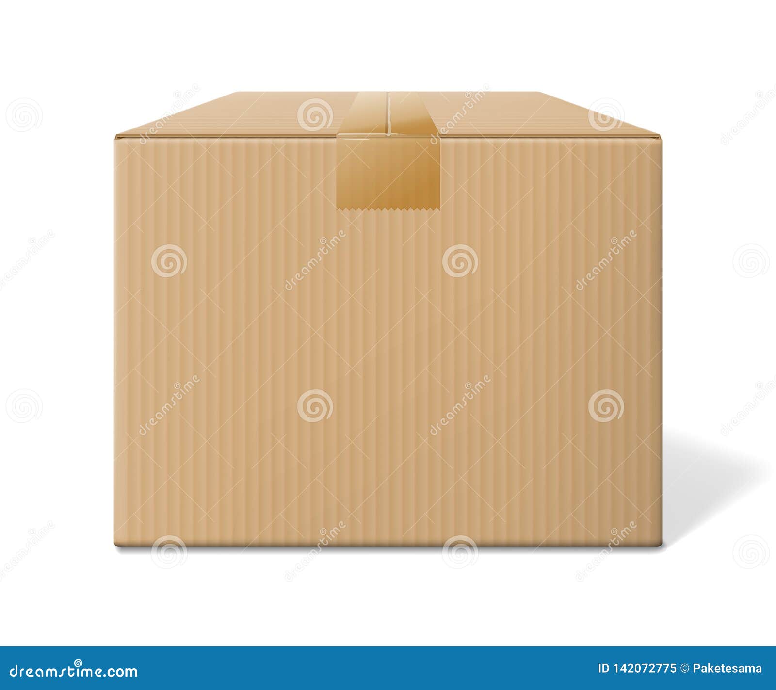 Realistic Cardboard Box, Closed Side View Stock Illustration ...