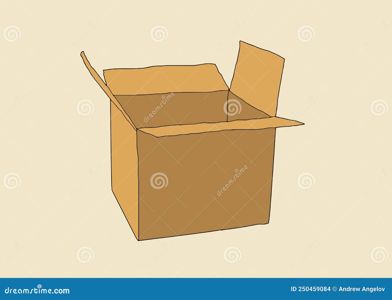 Realistic Cardboard Box Mockup Set from Side, Front and Top View Open ...