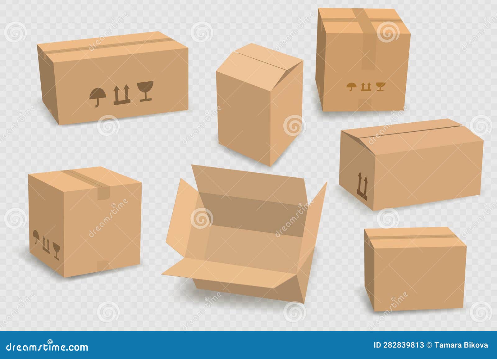 Realistic Cardboard Boxes Mockup Packaging Template Stock Vector ...