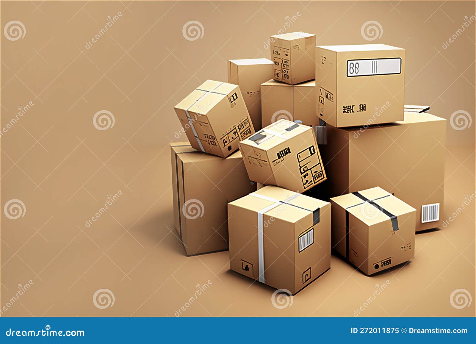 Realistic Cardboard Boxes Parcel Packaging Copy Space. Generative Ai ...