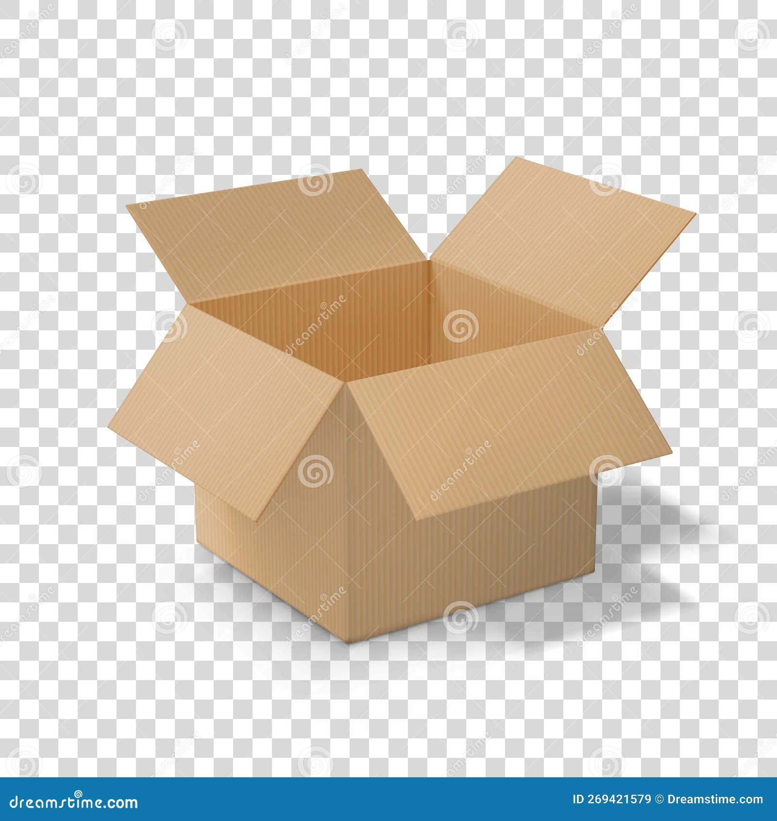 Realistic Cardboard Open Box, Side View Stock Vector - Illustration of ...