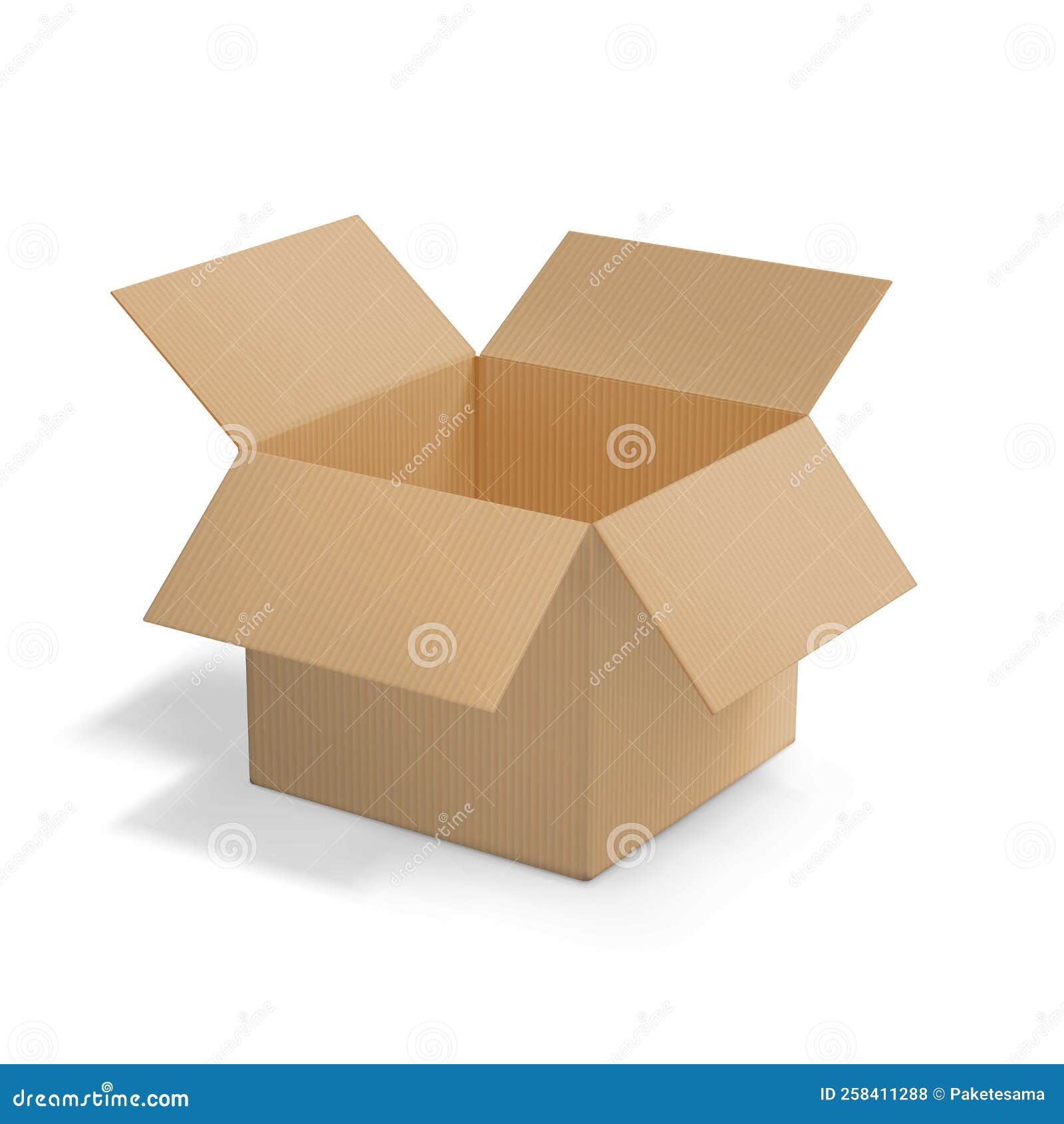 Realistic Cardboard Open Box, Side View Stock Vector - Illustration of ...
