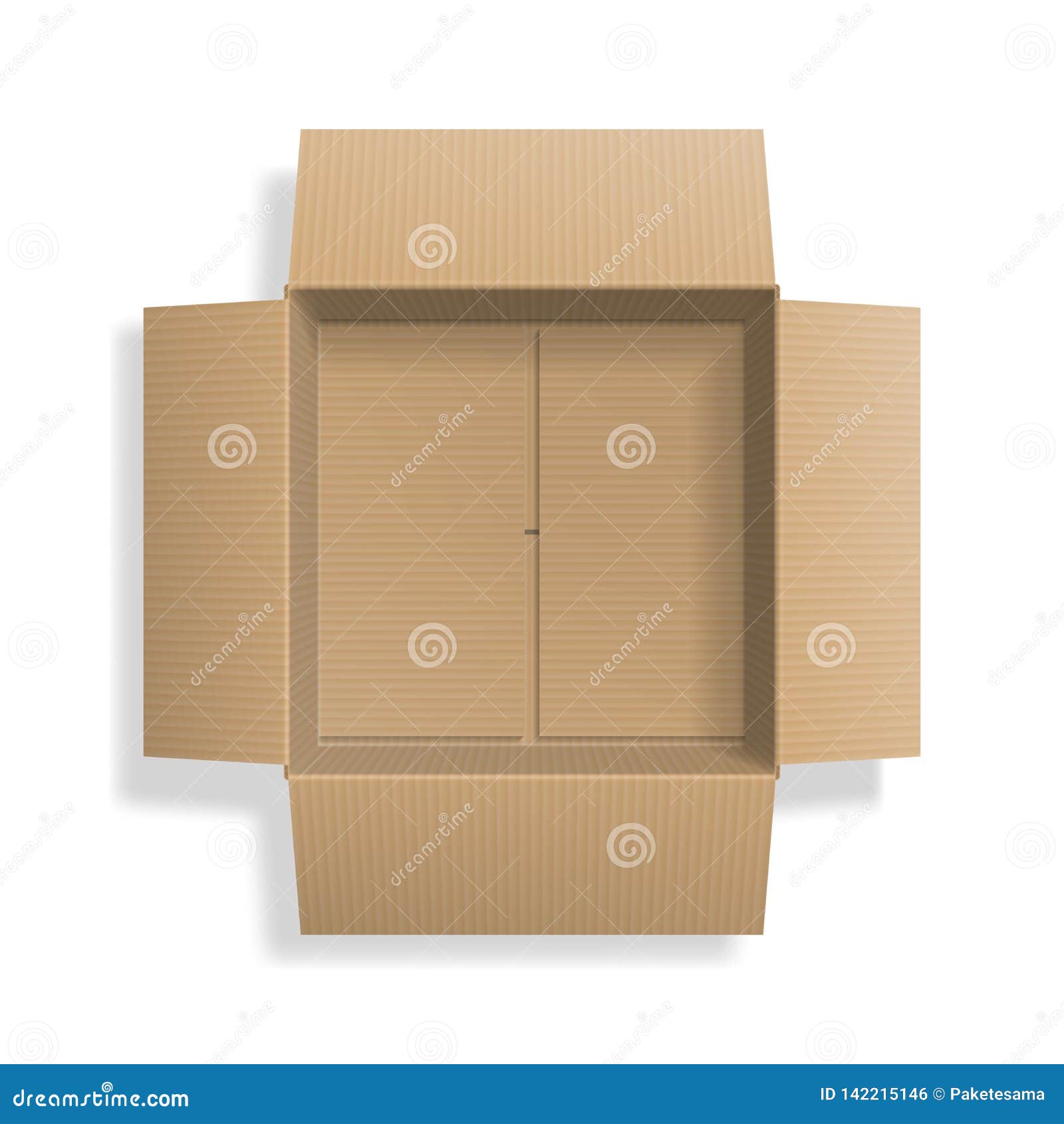 Realistic Cardboard Open Box, Top View Stock Illustration ...