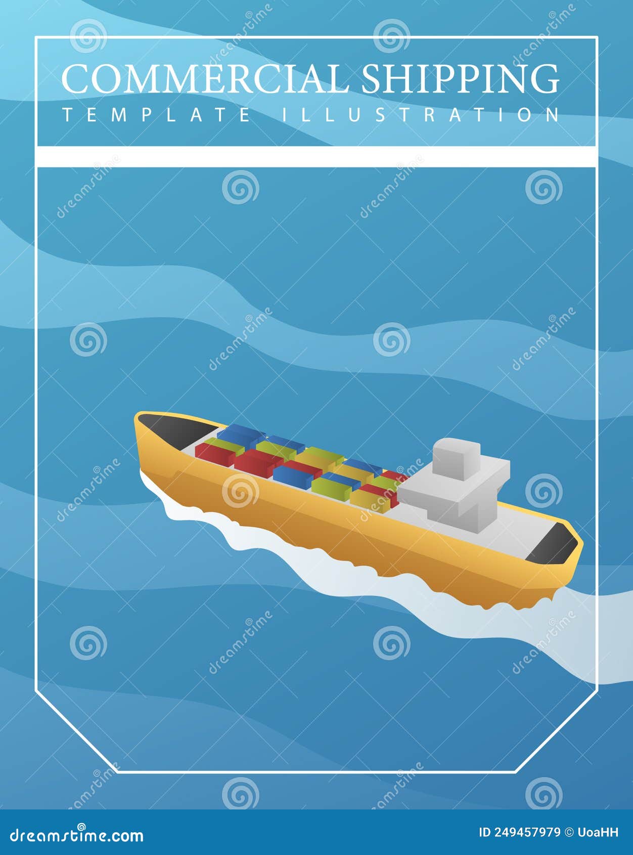 Realistic Cargo Commercial Barge Ship. Modern Simple Template Design ...