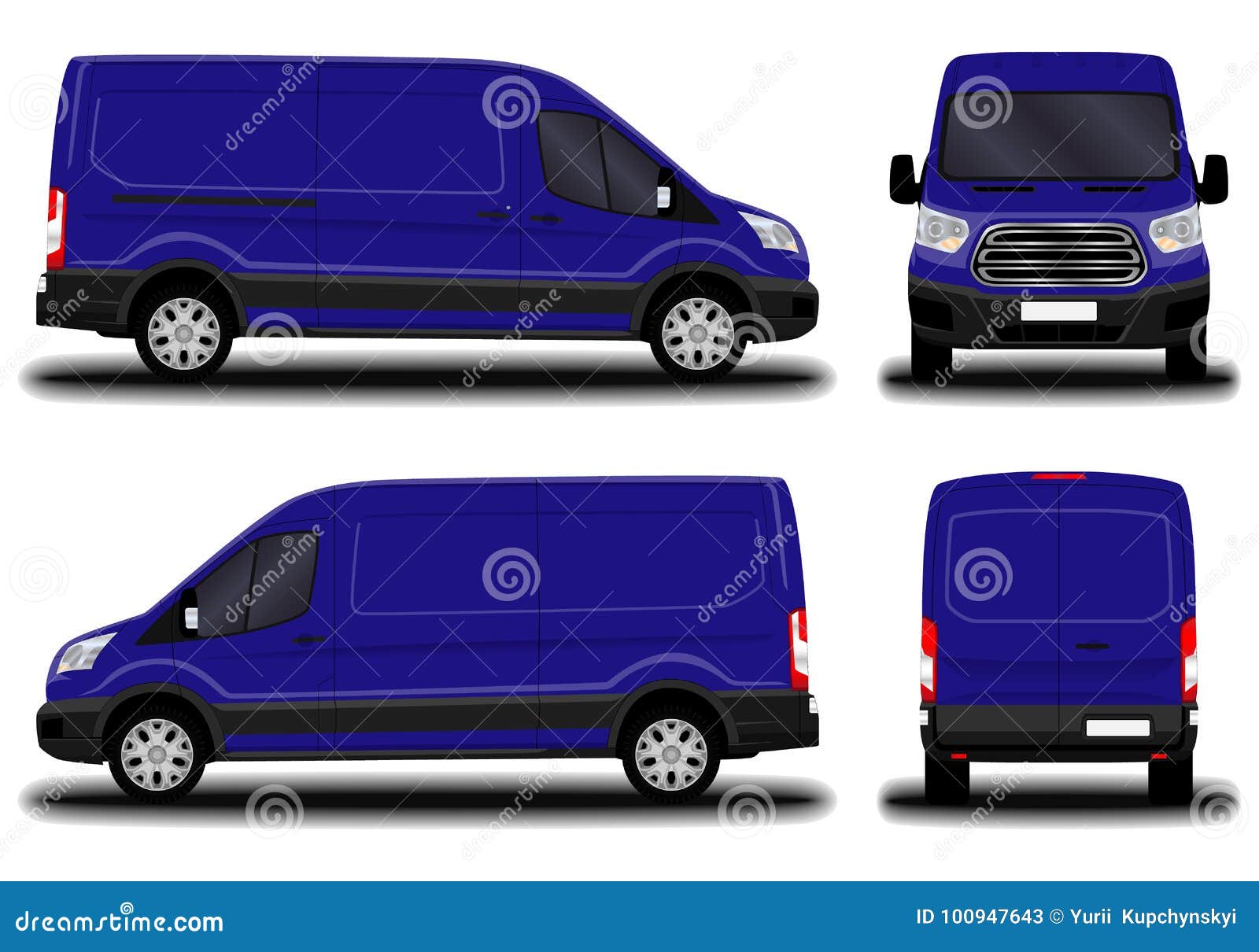 Realistic cargo van. stock vector. Illustration of commercial - 100947643