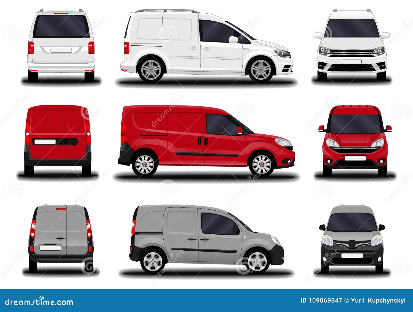 Set of cargo vans. stock illustration. Illustration of template - 109069347