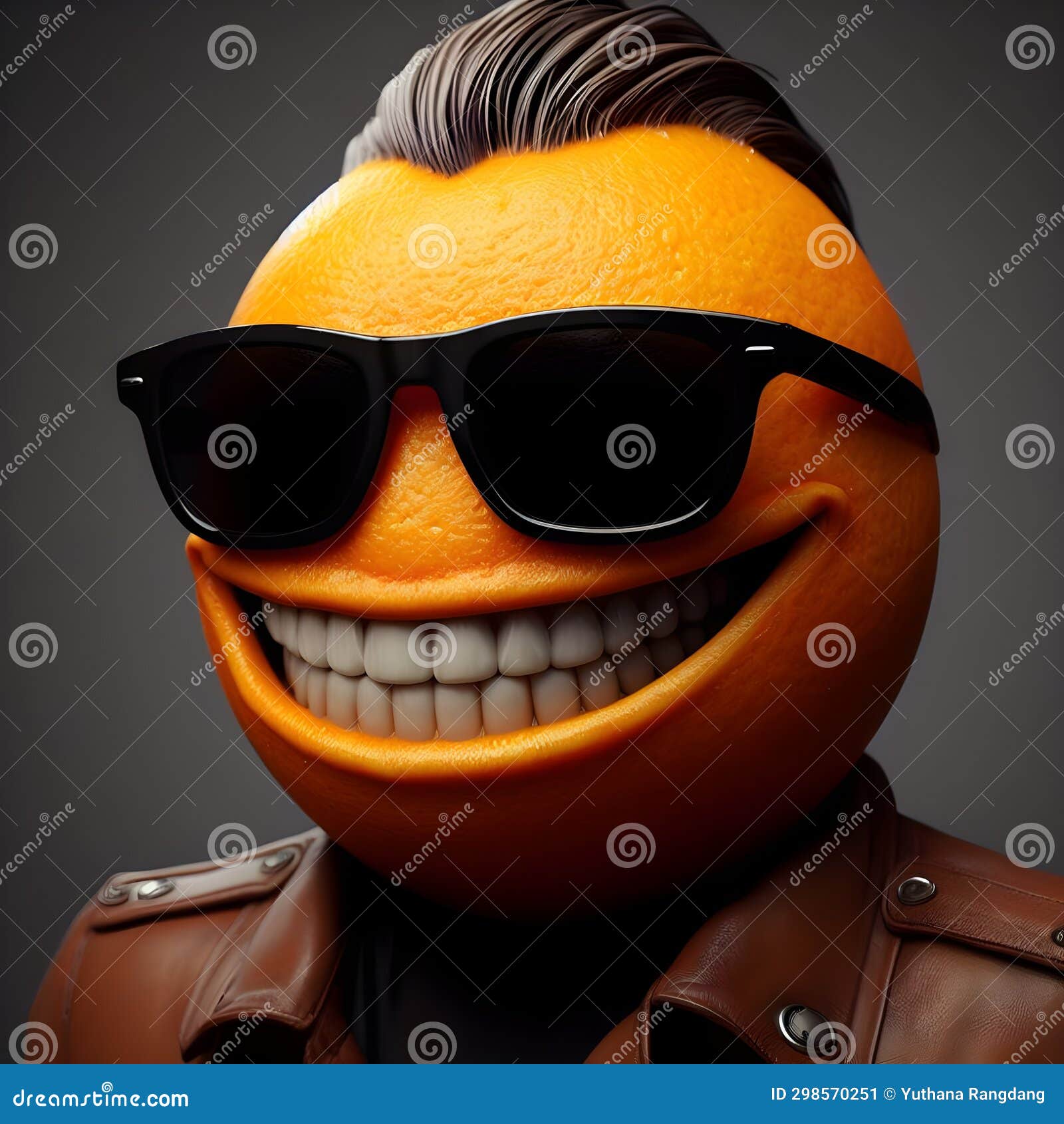 A Realistic Caricature of Cool Orange , with a Big Smile. Stock Image ...