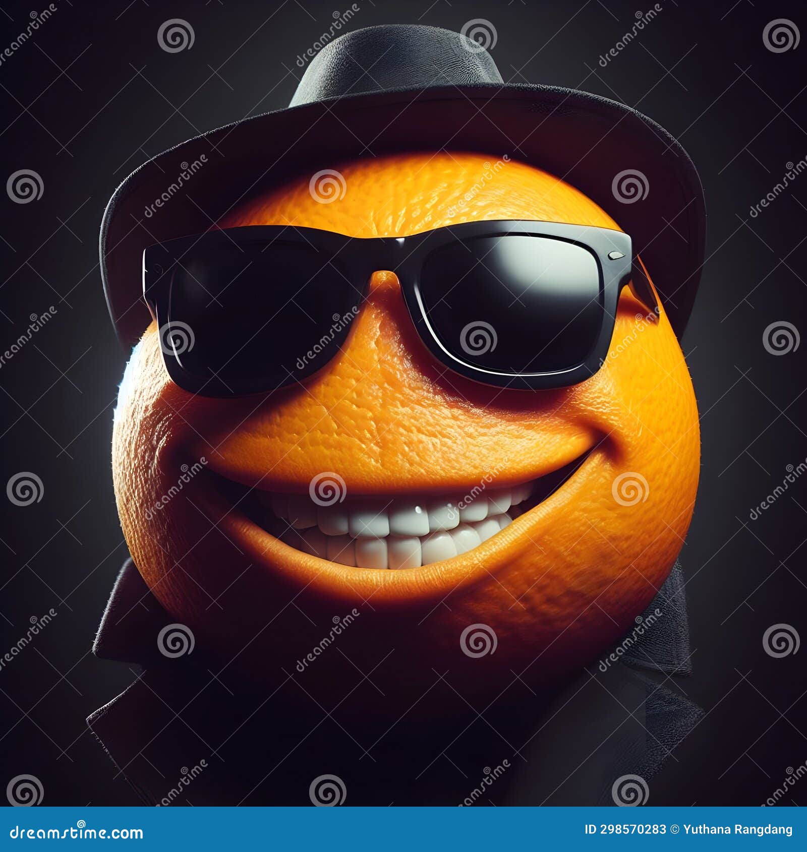 A Realistic Caricature of Cool Orange , with a Big Smile. Stock ...