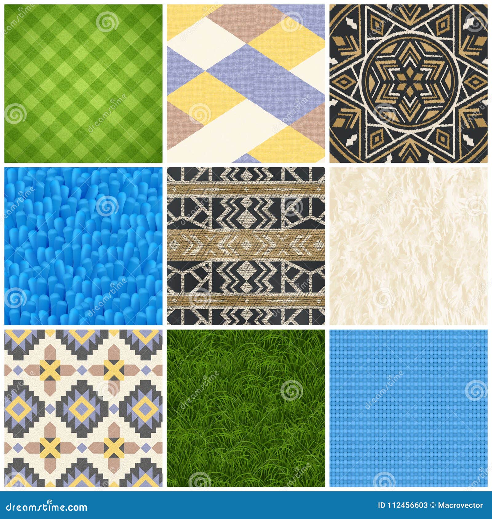 Realistic Carpet Texture Patterns Set Cartoon Vector | CartoonDealer ...